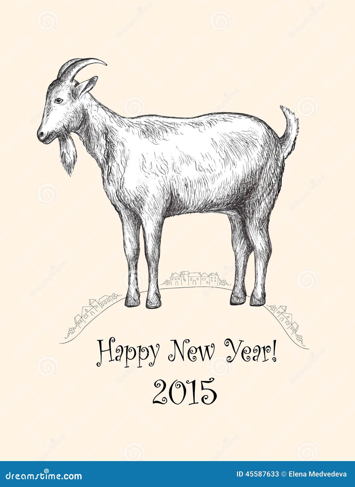 Goat, hand-drawing stock vector. Illustration of hide - 45587633