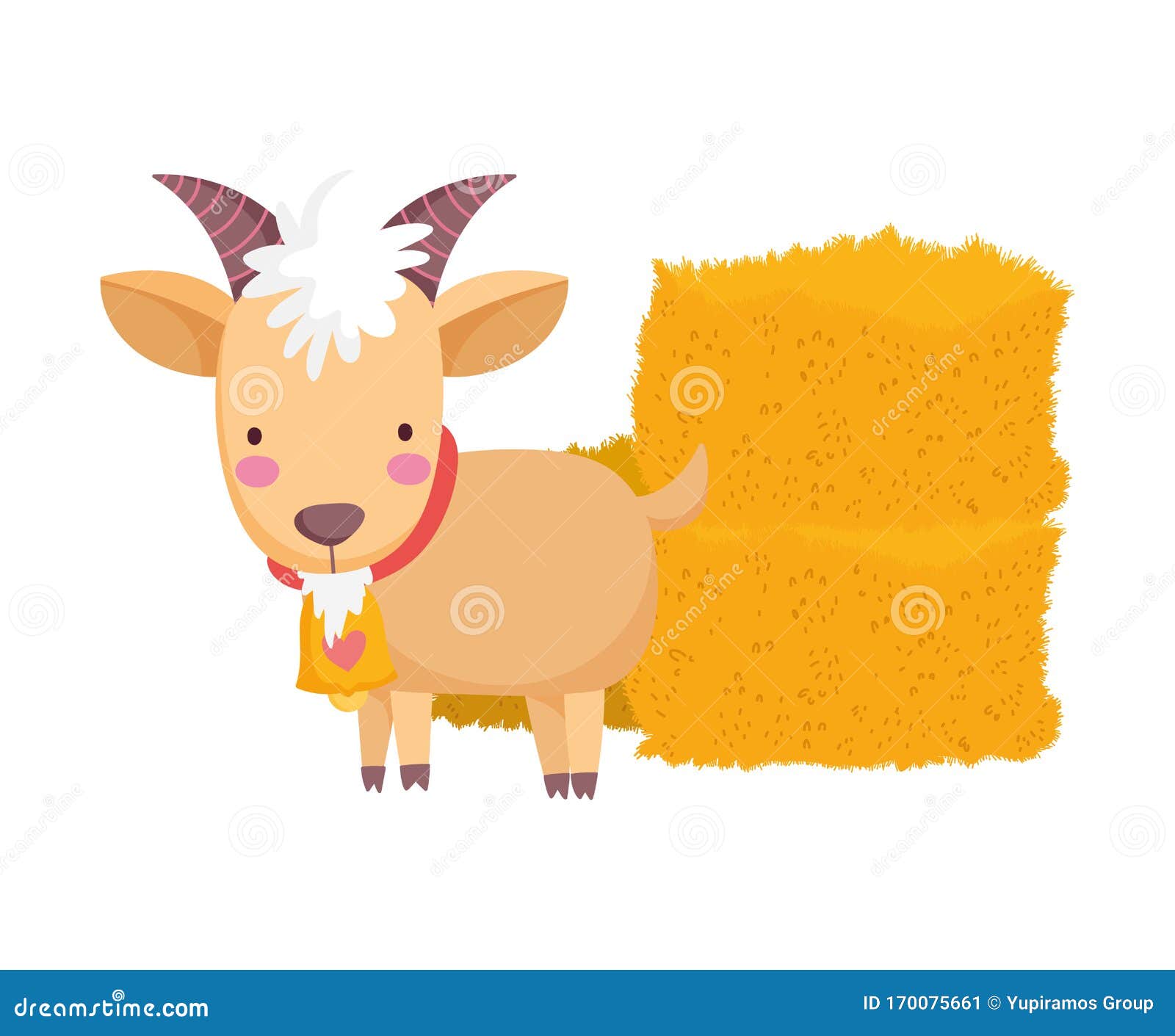 Goat and Hay Stack Farm Animal Cartoon Stock Vector - Illustration of ...