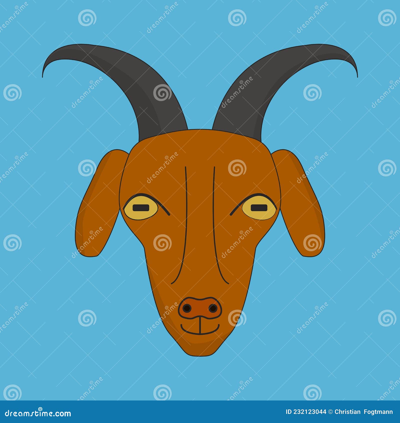 Goat head cartoon icon stock illustration. Illustration of cute - 232123044