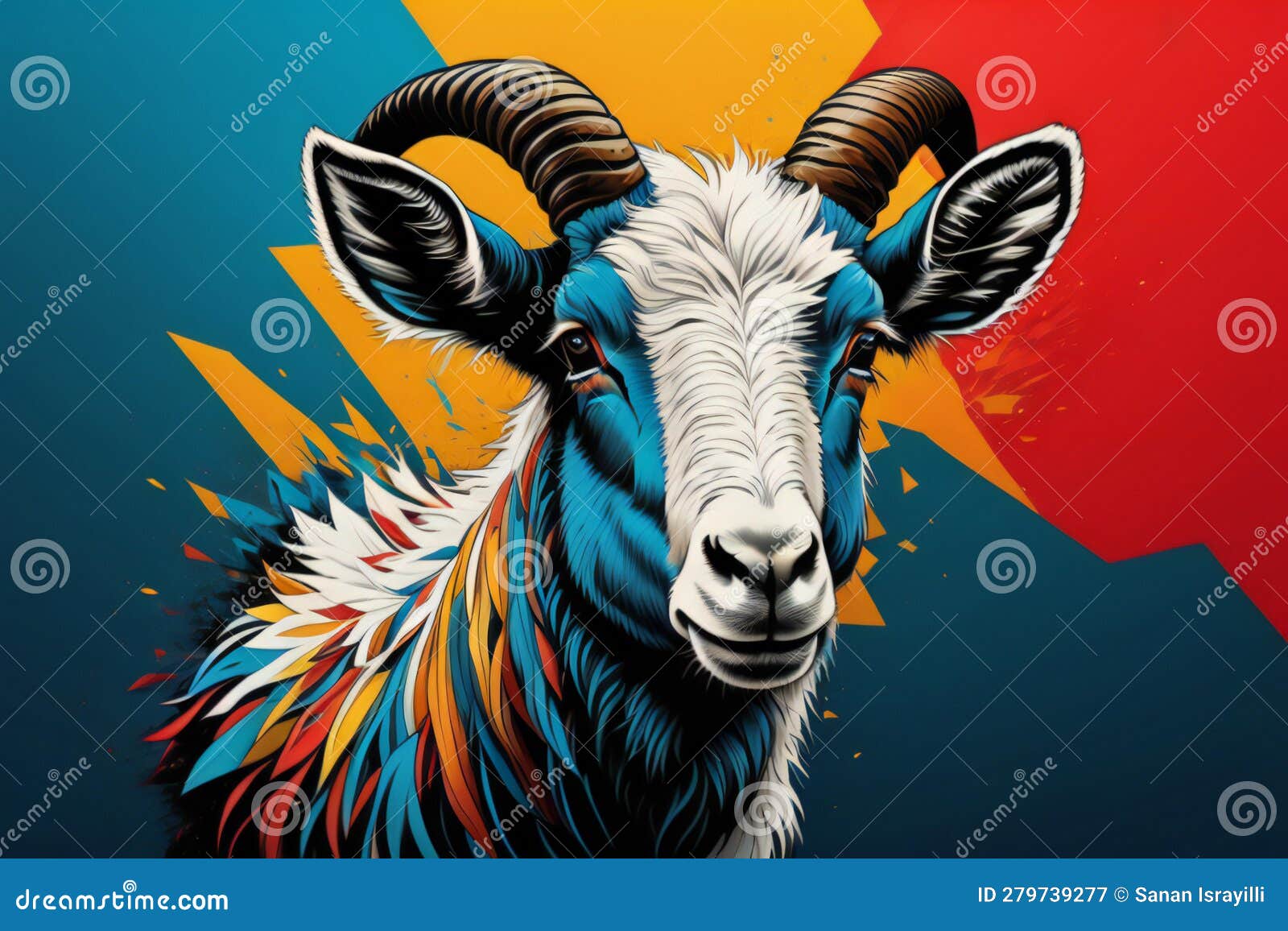 Goat Head on Colorful Background. Vector Illustration. Hipster Style ...