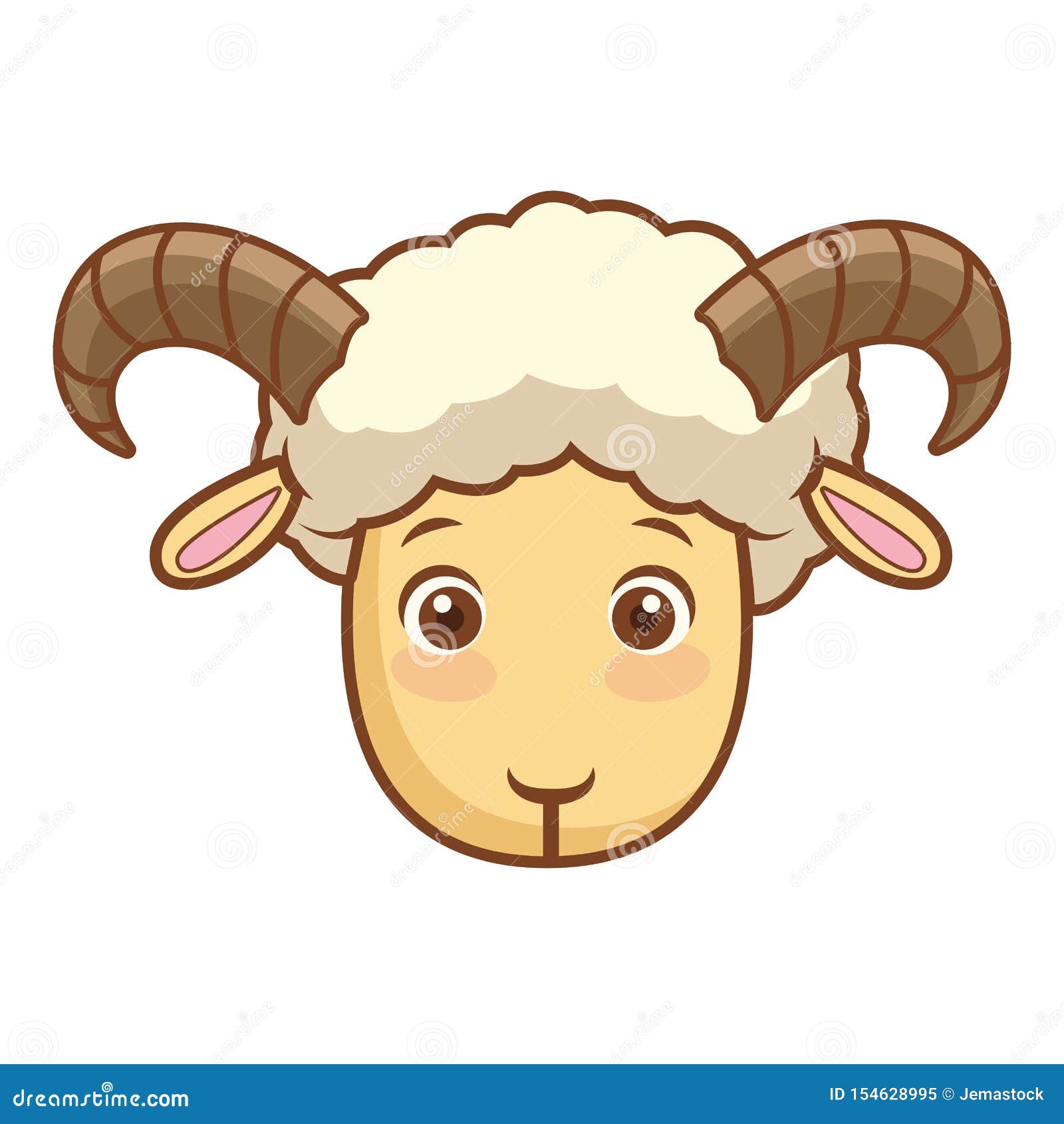 Goat Head Frontview Cartoon Isolated Stock Vector - Illustration of ...