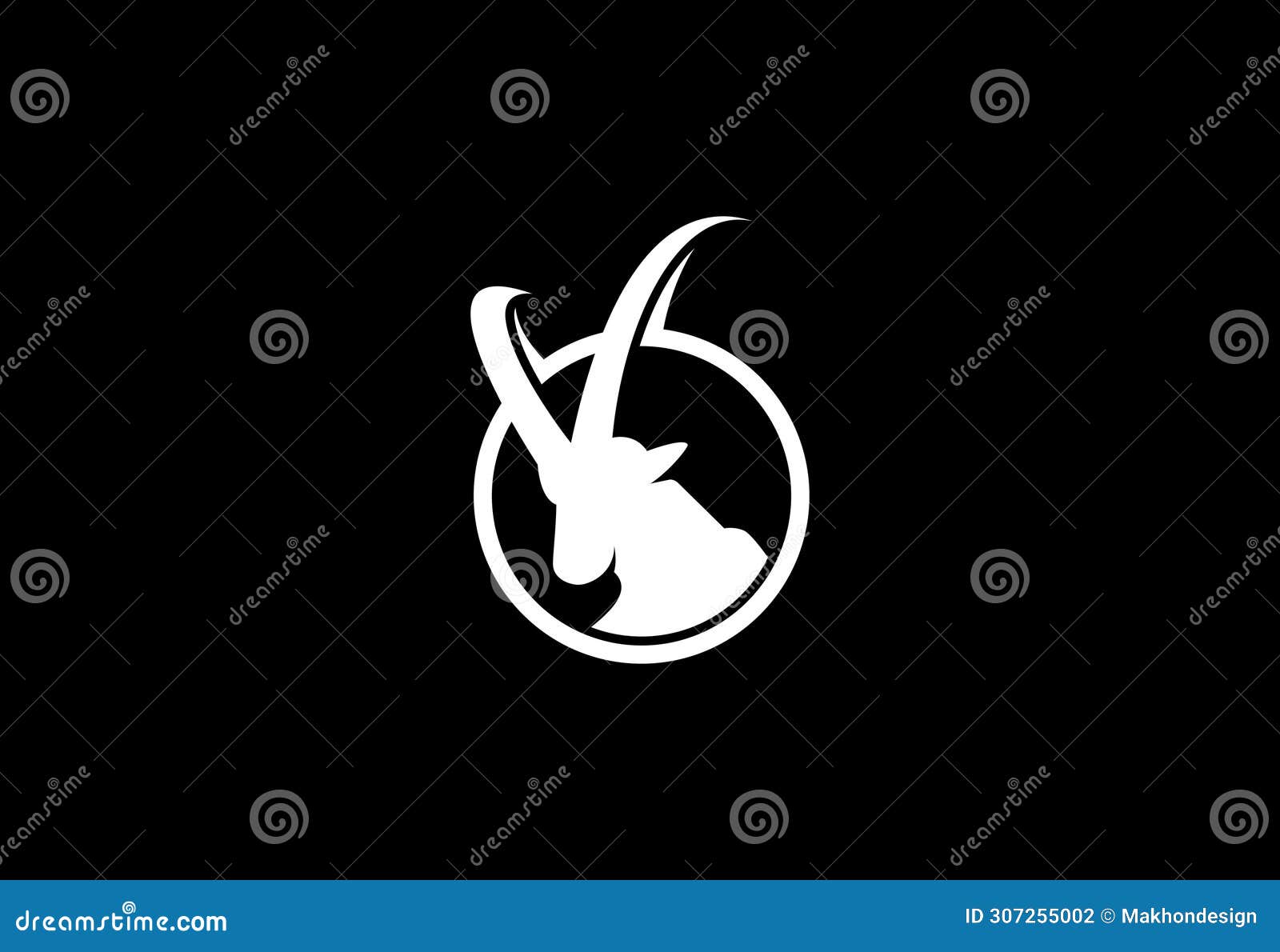 Goat Head with Long Horns. Ibex Logo Design Vector Illustration Stock ...