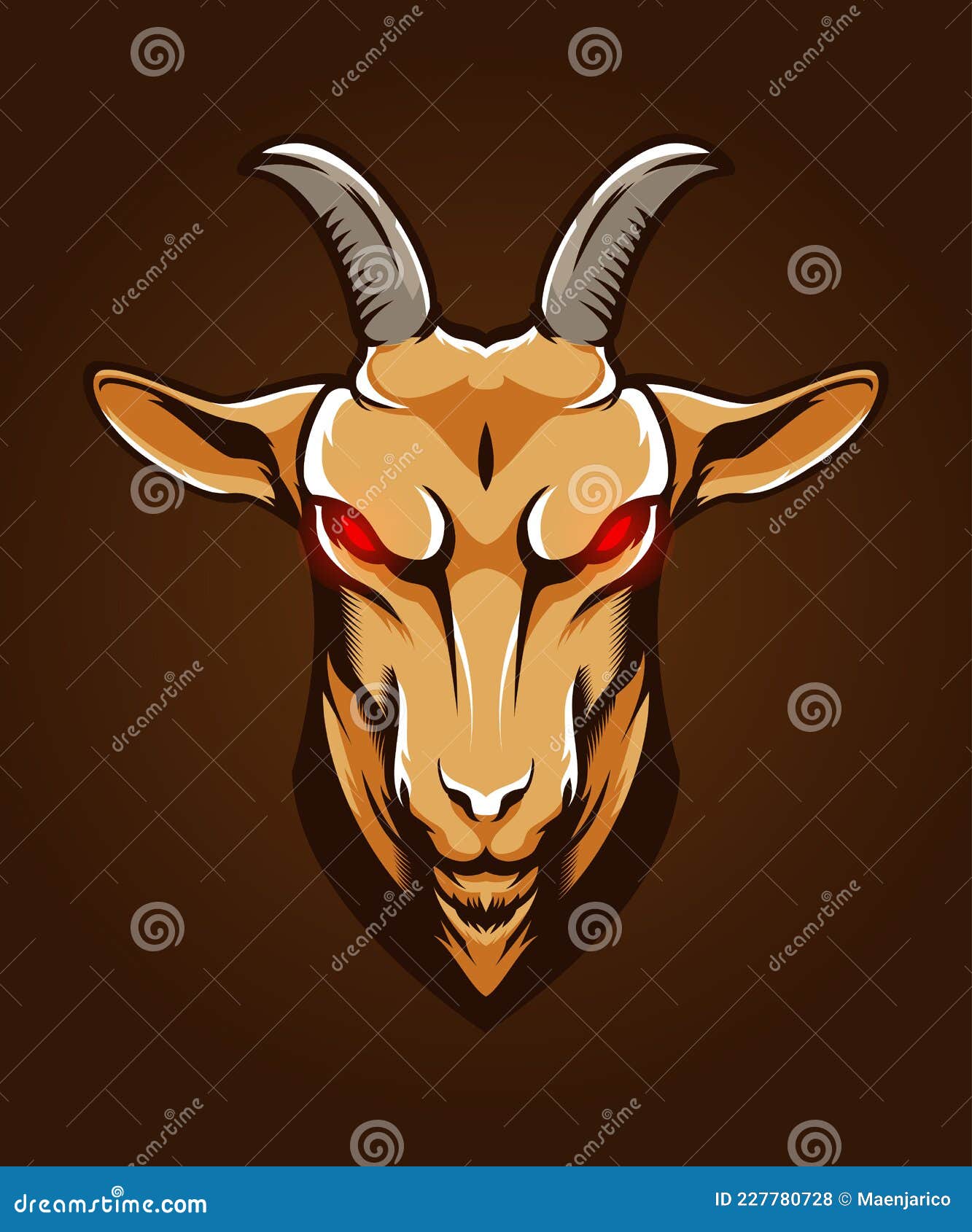 Goat Head with Red Eyes in Vector Style Stock Vector - Illustration of ...