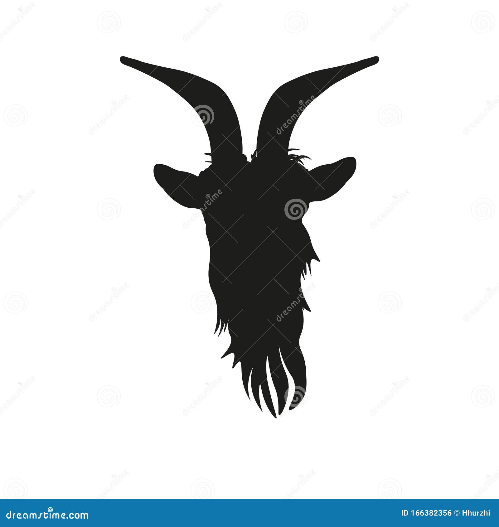 Goat Head Silhouette Front View Vector Illustration Stock Vector ...
