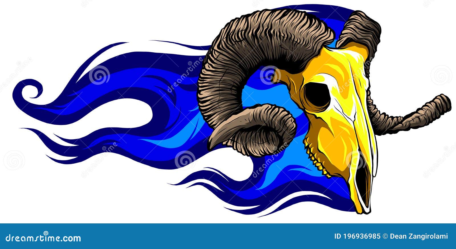 Goat Head Skull with Flames Vector Illustration Stock Vector ...