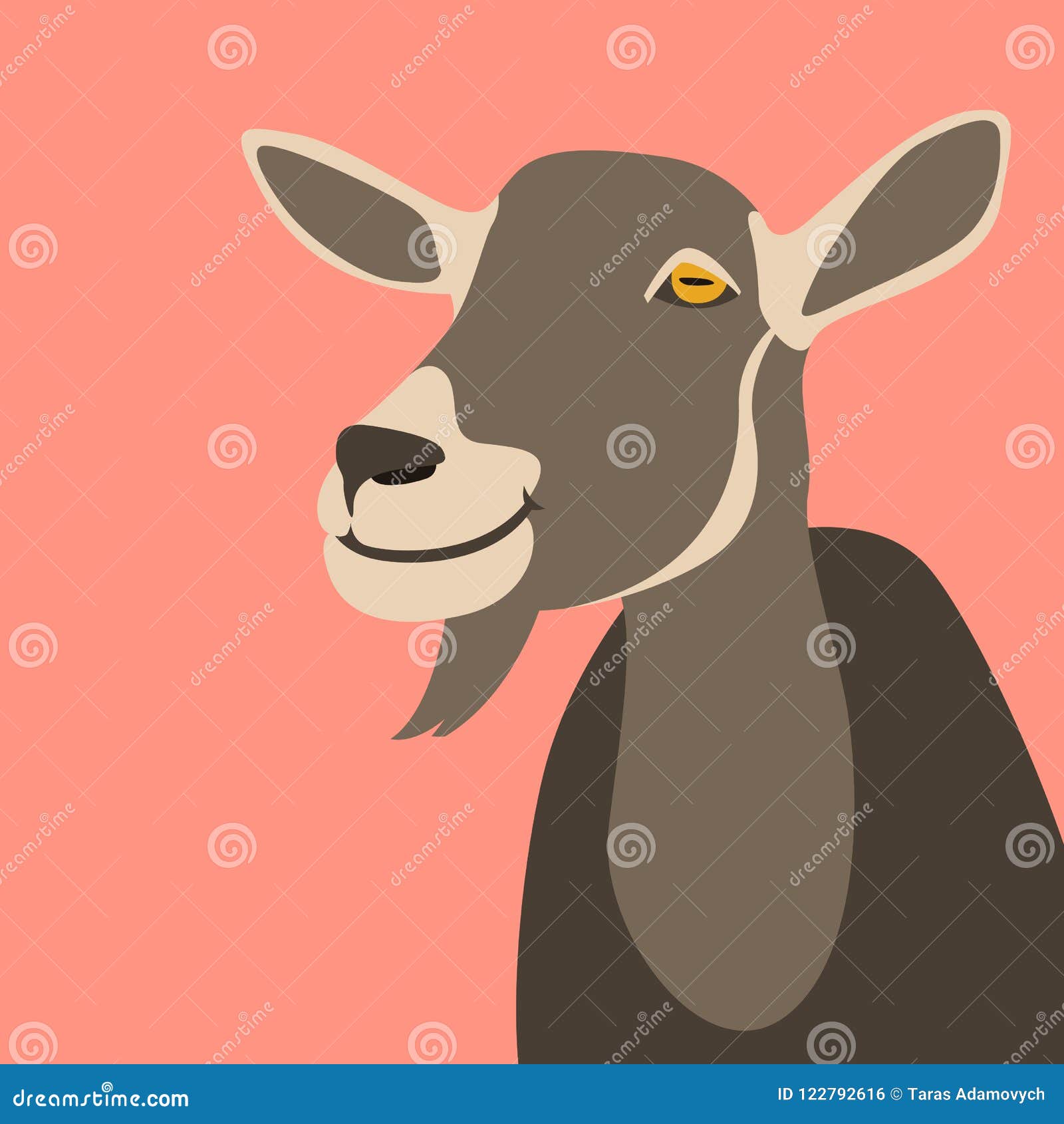 Goat Head Vector Illustration Flat Style Front Stock Vector ...