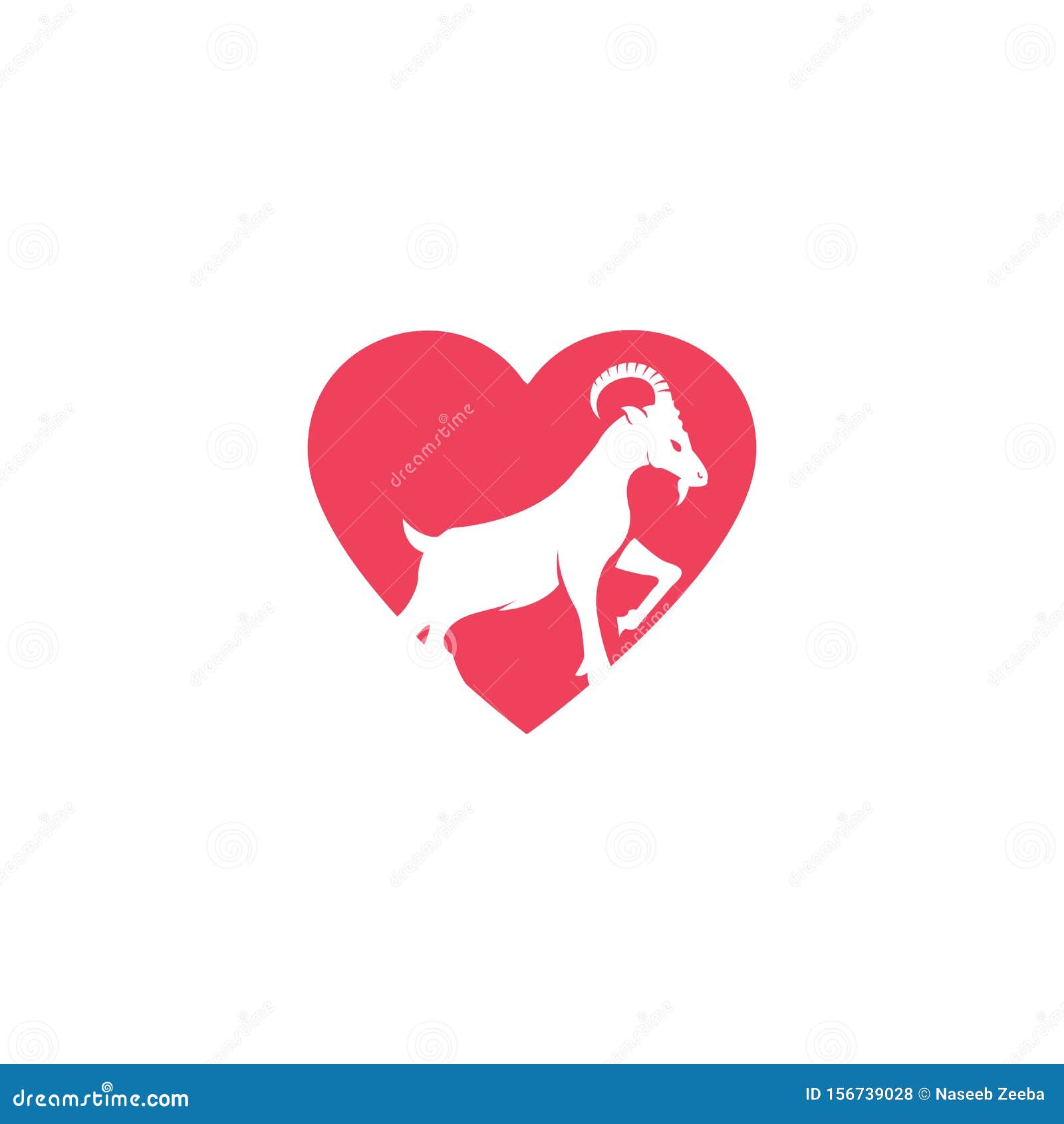 Goat and Heart Logo Template Design. Stock Vector - Illustration of ...