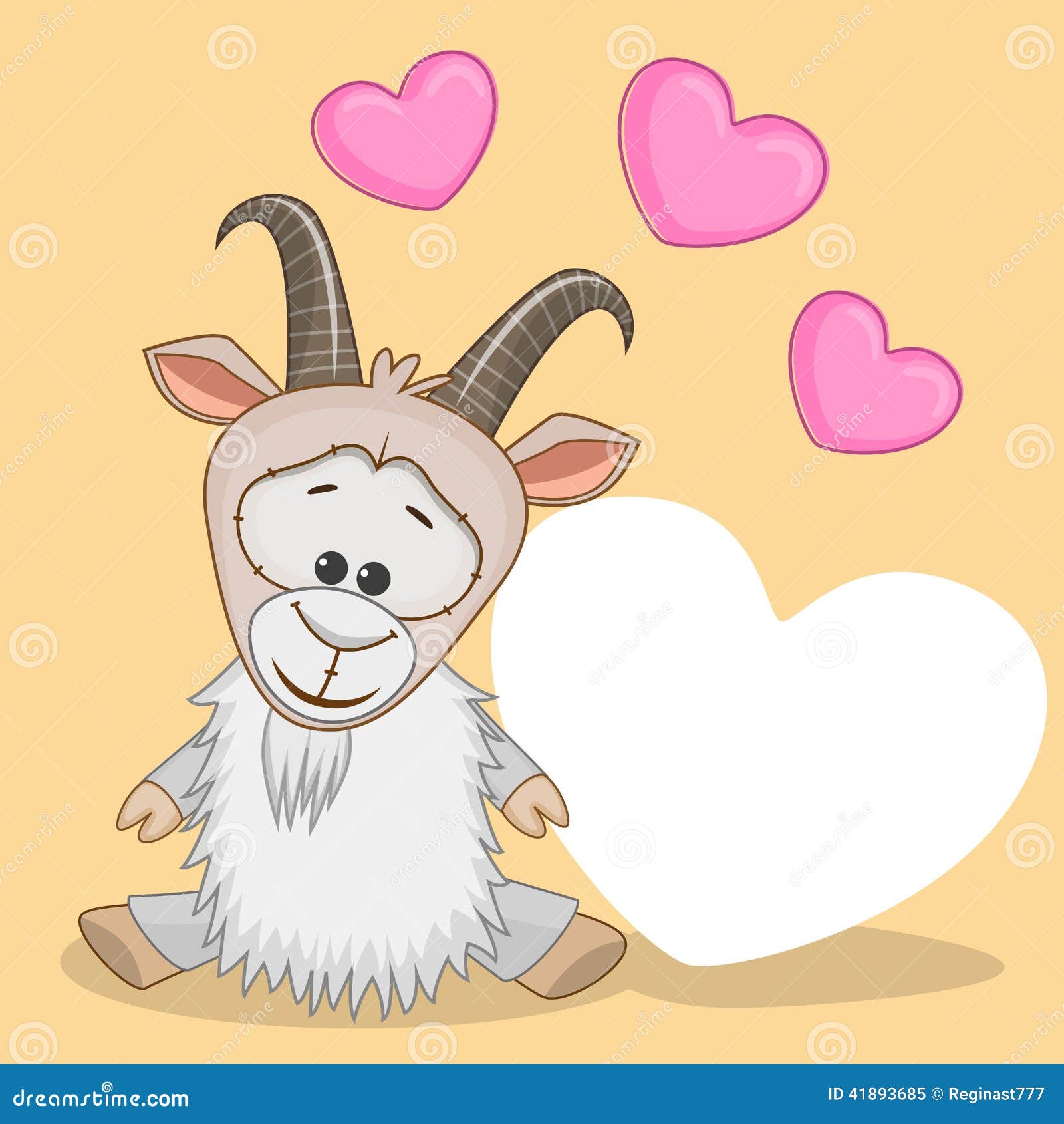Goat with hearts stock vector. Illustration of clip, painting - 41893685