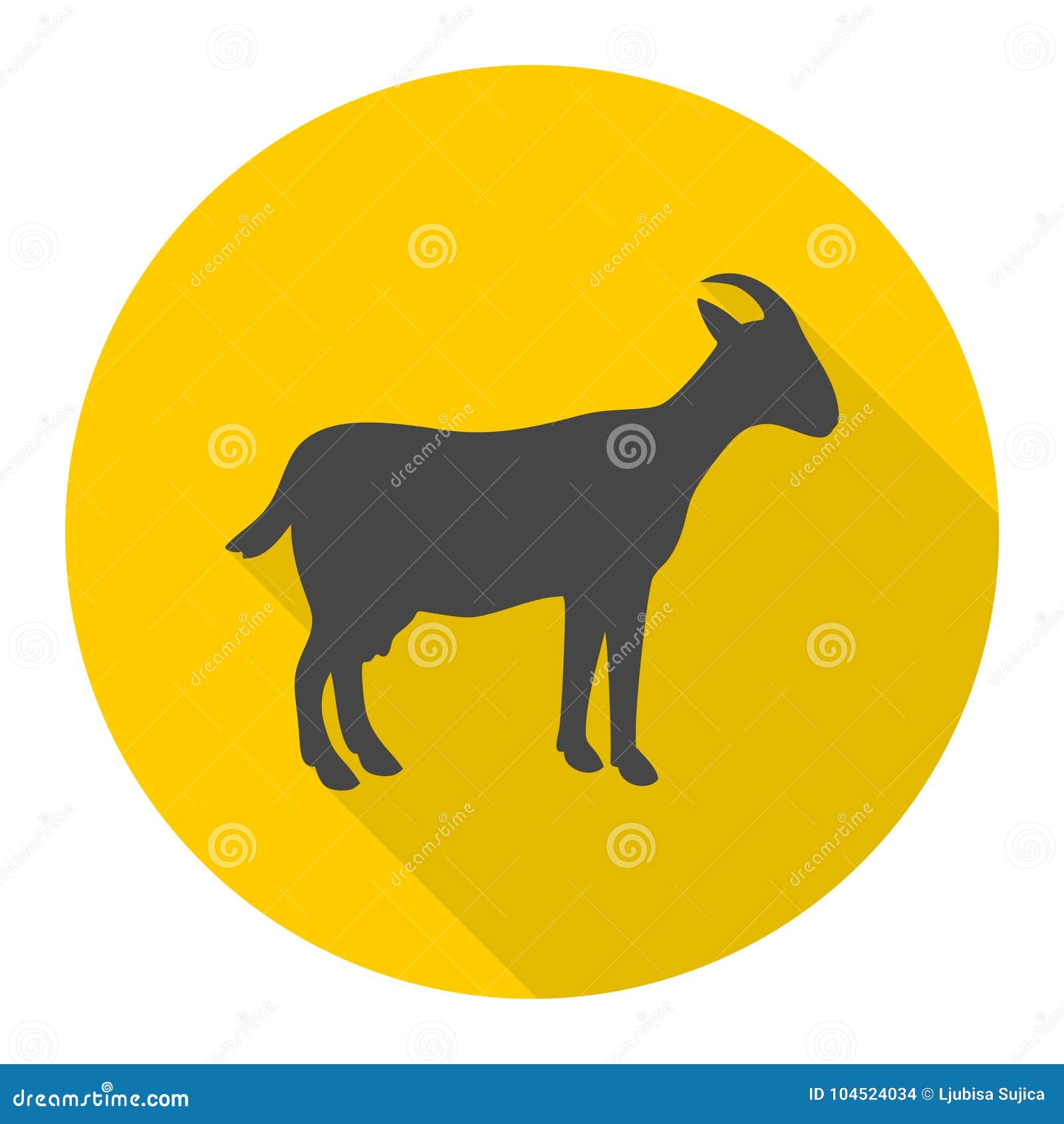 Goat icon with long shadow stock vector. Illustration of astrological ...