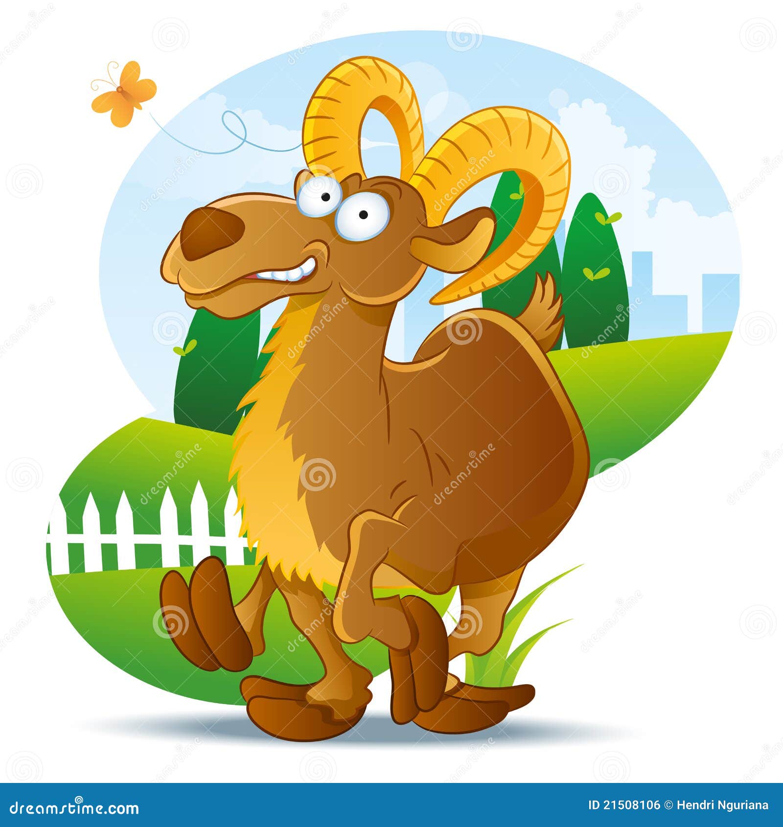 Goat Illustration Cartoon stock vector. Illustration of horn - 21508106