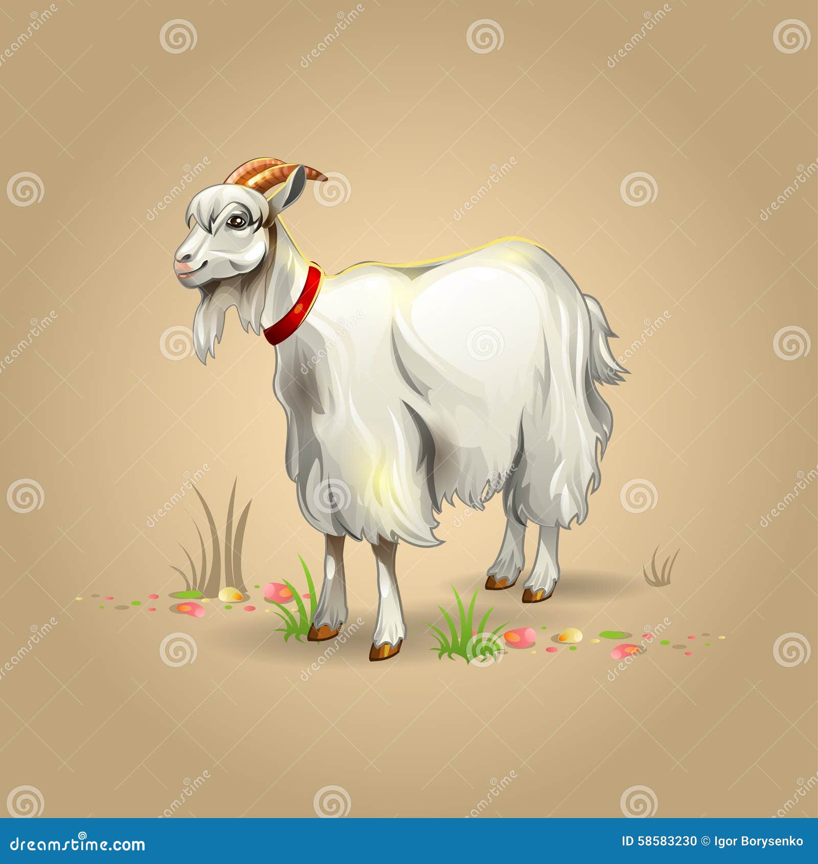Goat stock vector. Illustration of shadow, domestic, farm - 58583230