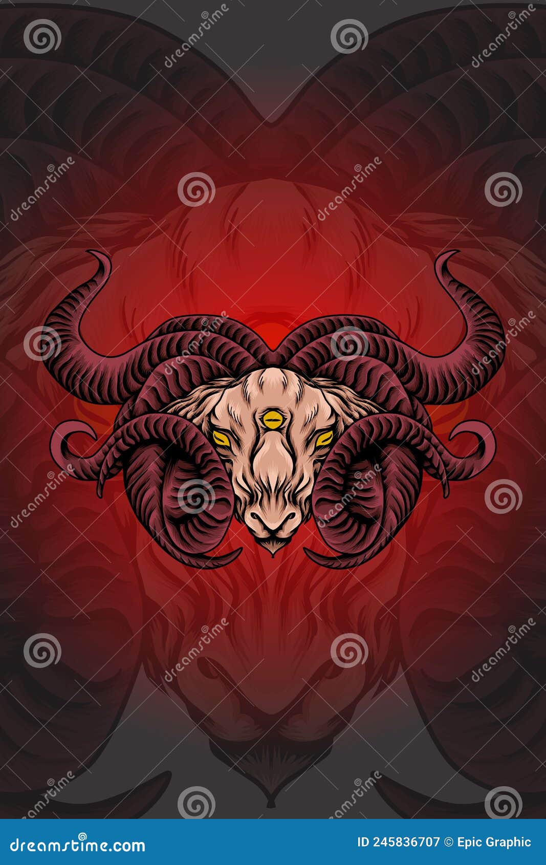 Scary Goat Illustration With Hyper-detail And Fantasy Elements Stock ...