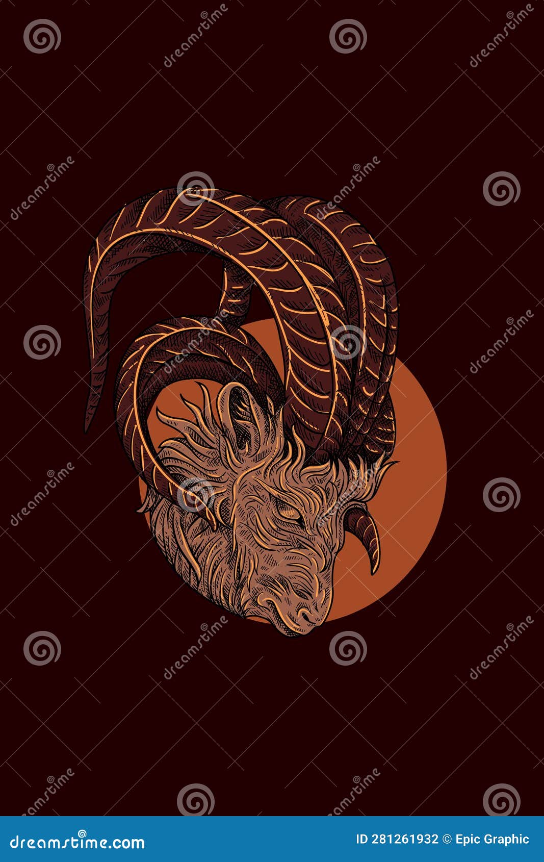 Goat with Many Horns Vector Illustration Stock Vector - Illustration of ...