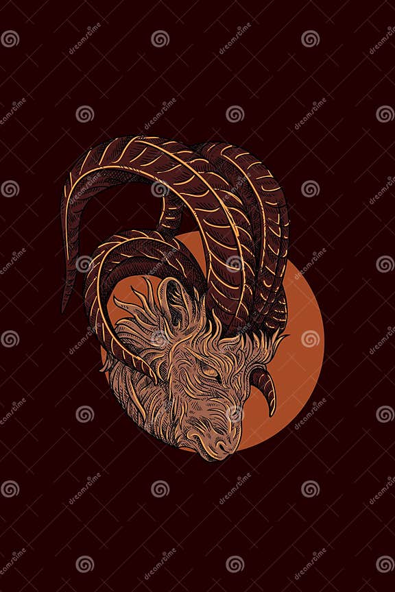 Goat with Many Horns Vector Illustration Stock Vector - Illustration of ...