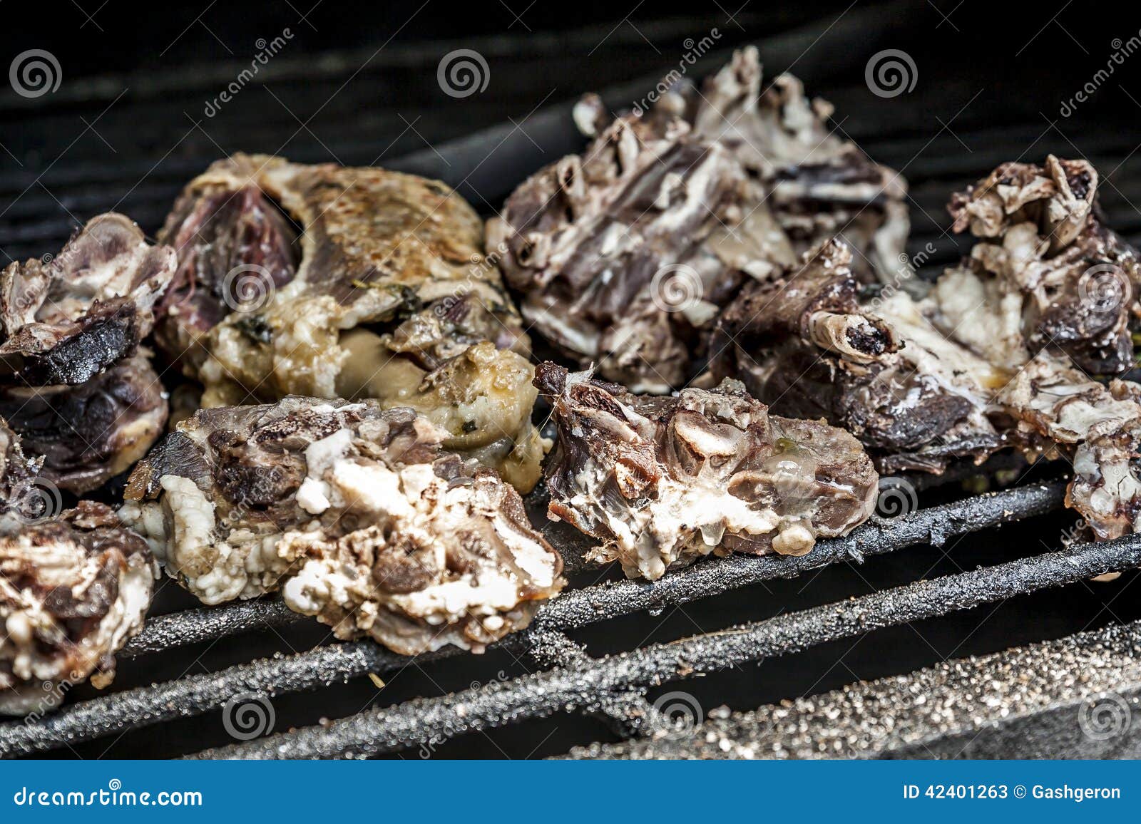 Goat meat on the grill. stock image. Image of cook, traditional - 42401263
