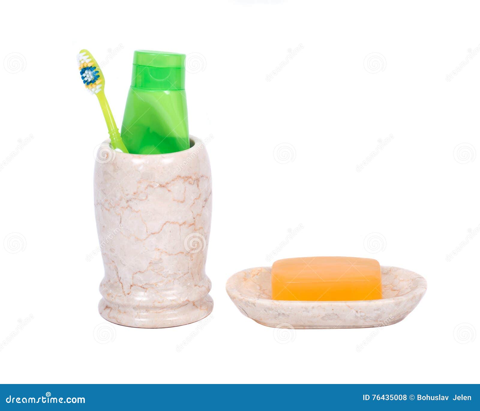 Goat Milk Soap, Toothbrush, Toothpaste, Beige Marble Dish and Cup Stock ...