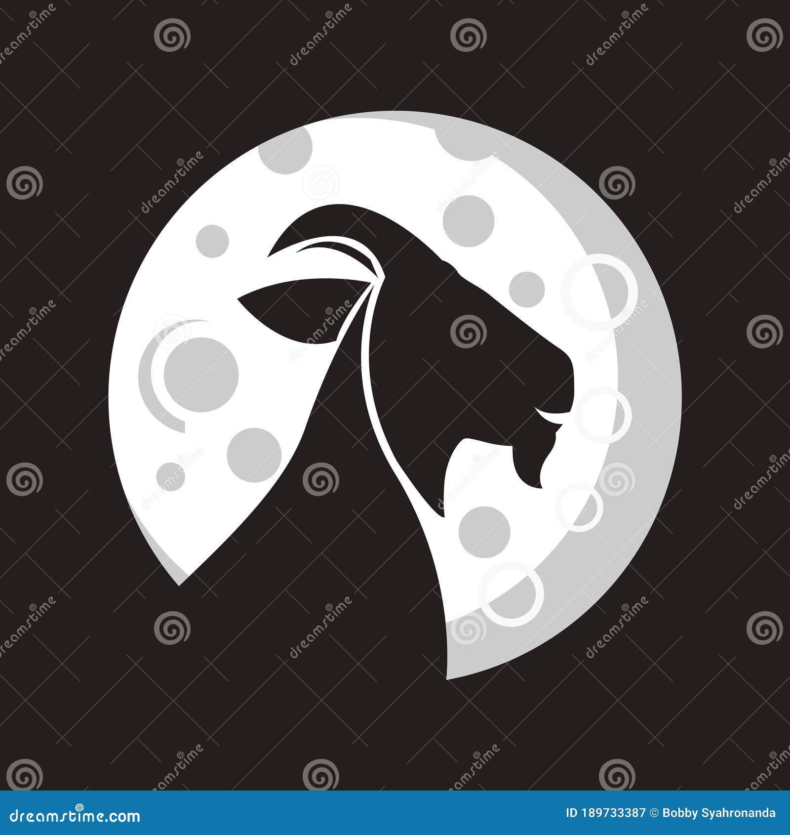 The Goat on the Moon Silhouette Logo Stock Vector - Illustration of ...