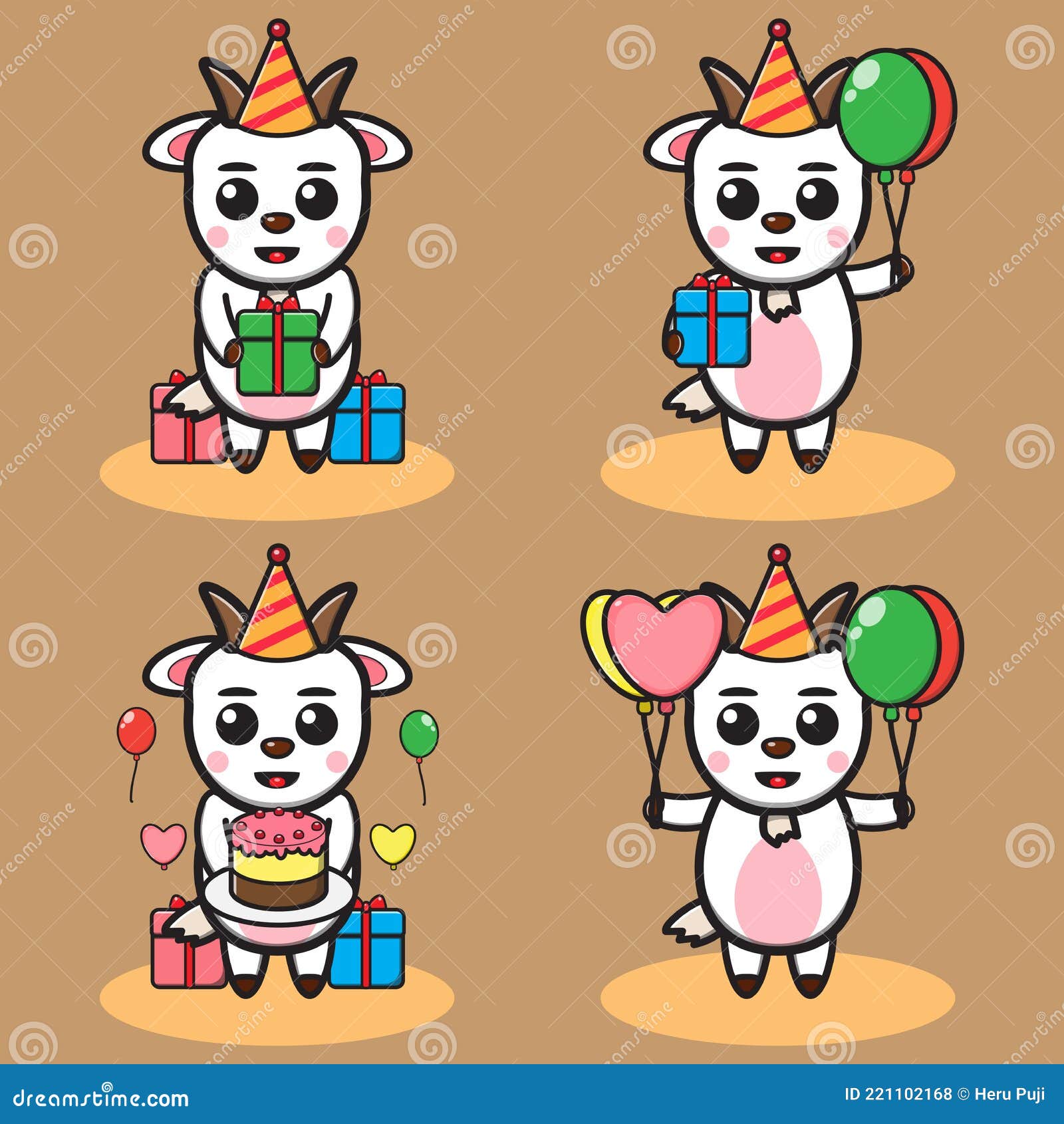 Vector Illustration of Cute Goat Party Cartoon Stock Vector ...