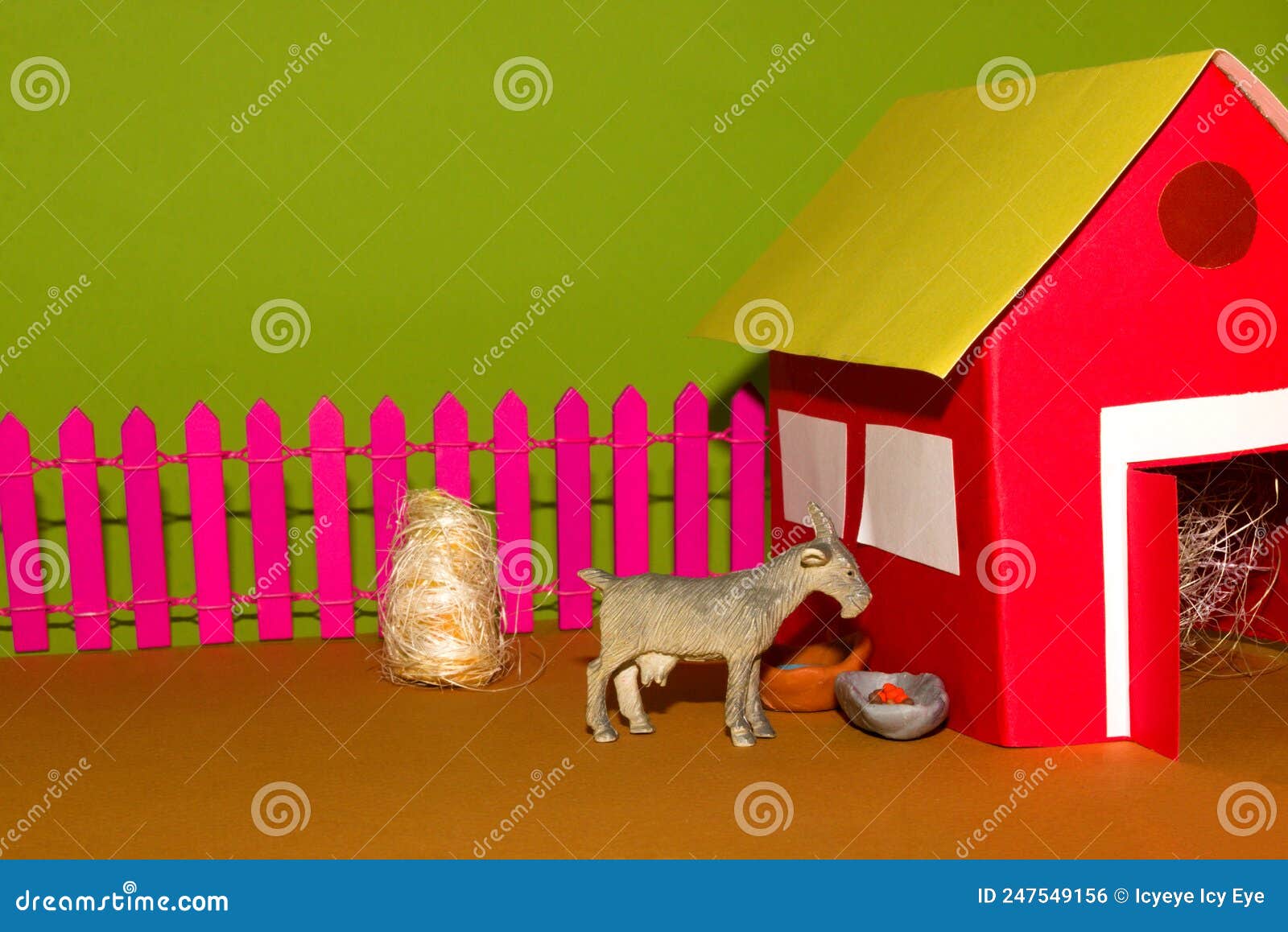 Goat Next To the Stable, Creative Paper Farm Design Stock Photo - Image ...