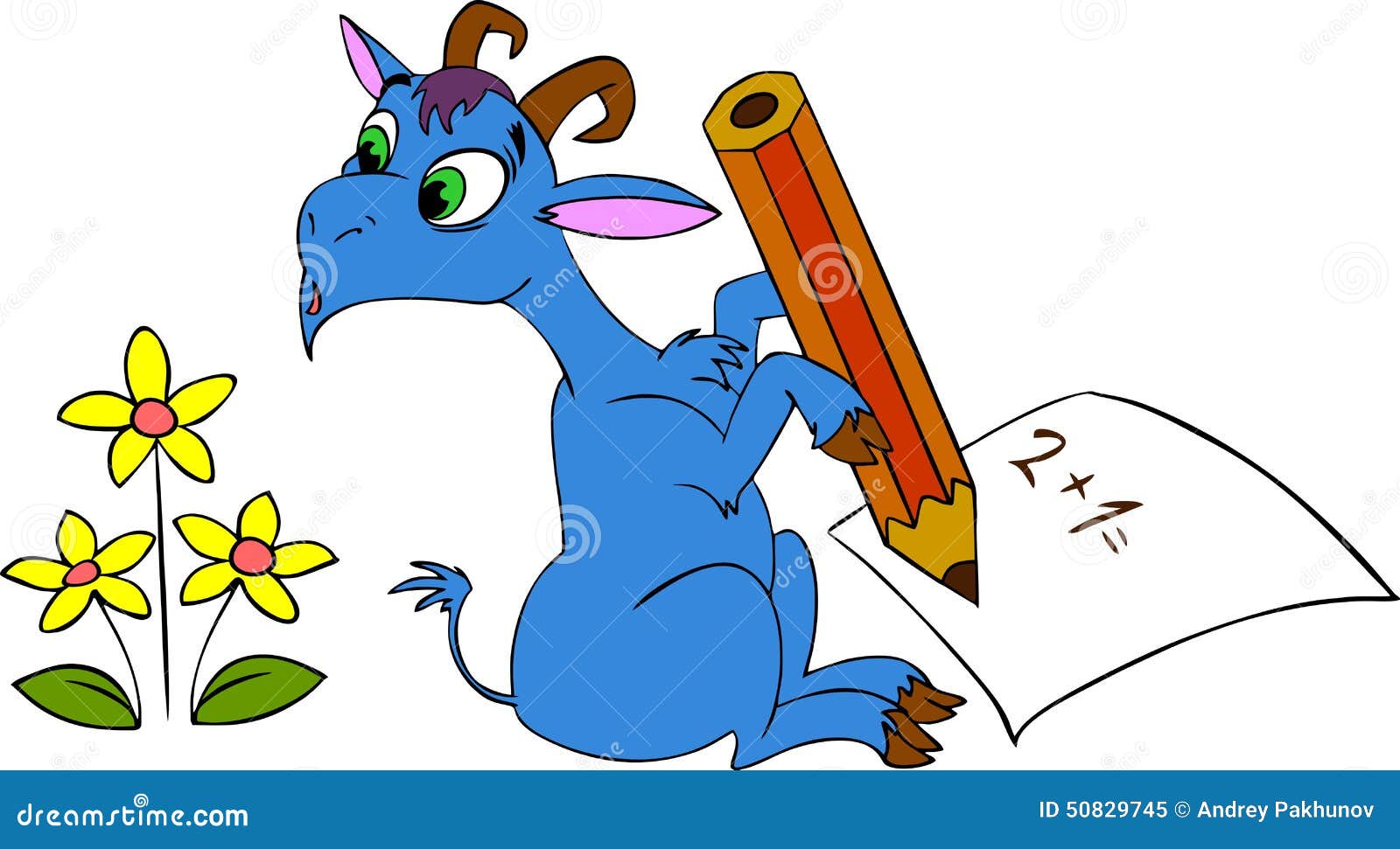 Goat with a pencil stock vector. Illustration of flower - 50829745