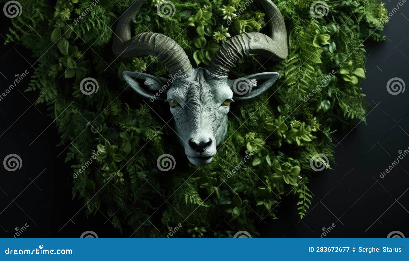 A Goat S Head is Mounted on a Wall. Generative AI Image. Stock Image ...