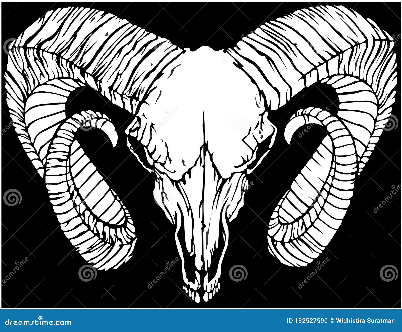 GOAT SKULL ILLUSTRATION PERFECT FOR LOGO TEMPLATE Cartoon Vector ...