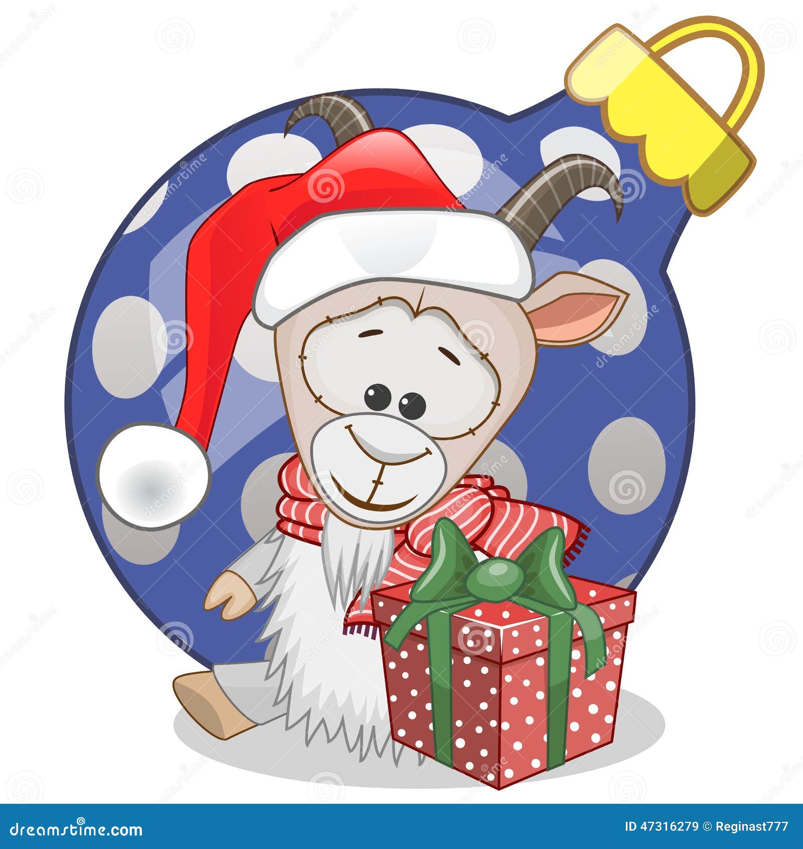 Goat in a Santa hat stock vector. Illustration of holiday - 47316279