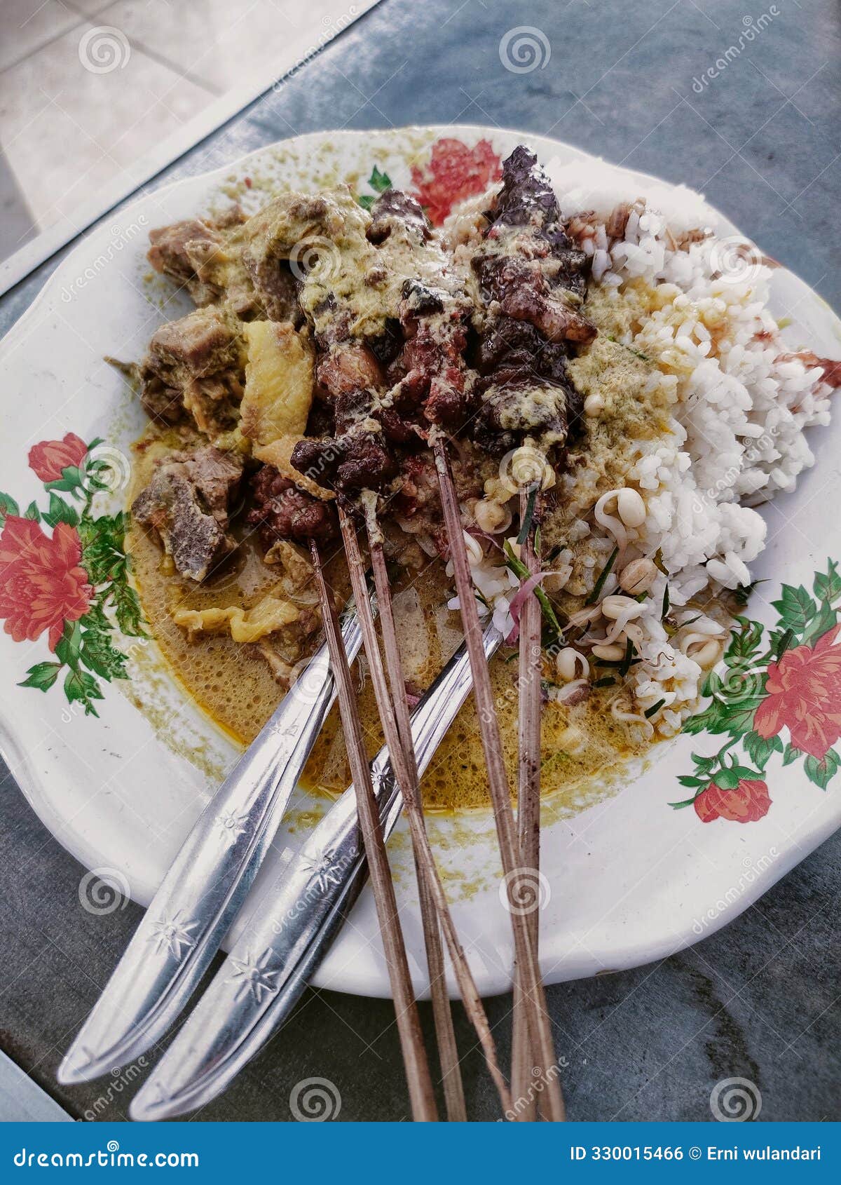 Goat satay stock photo. Image of goat, gule, satay, rice - 330015466