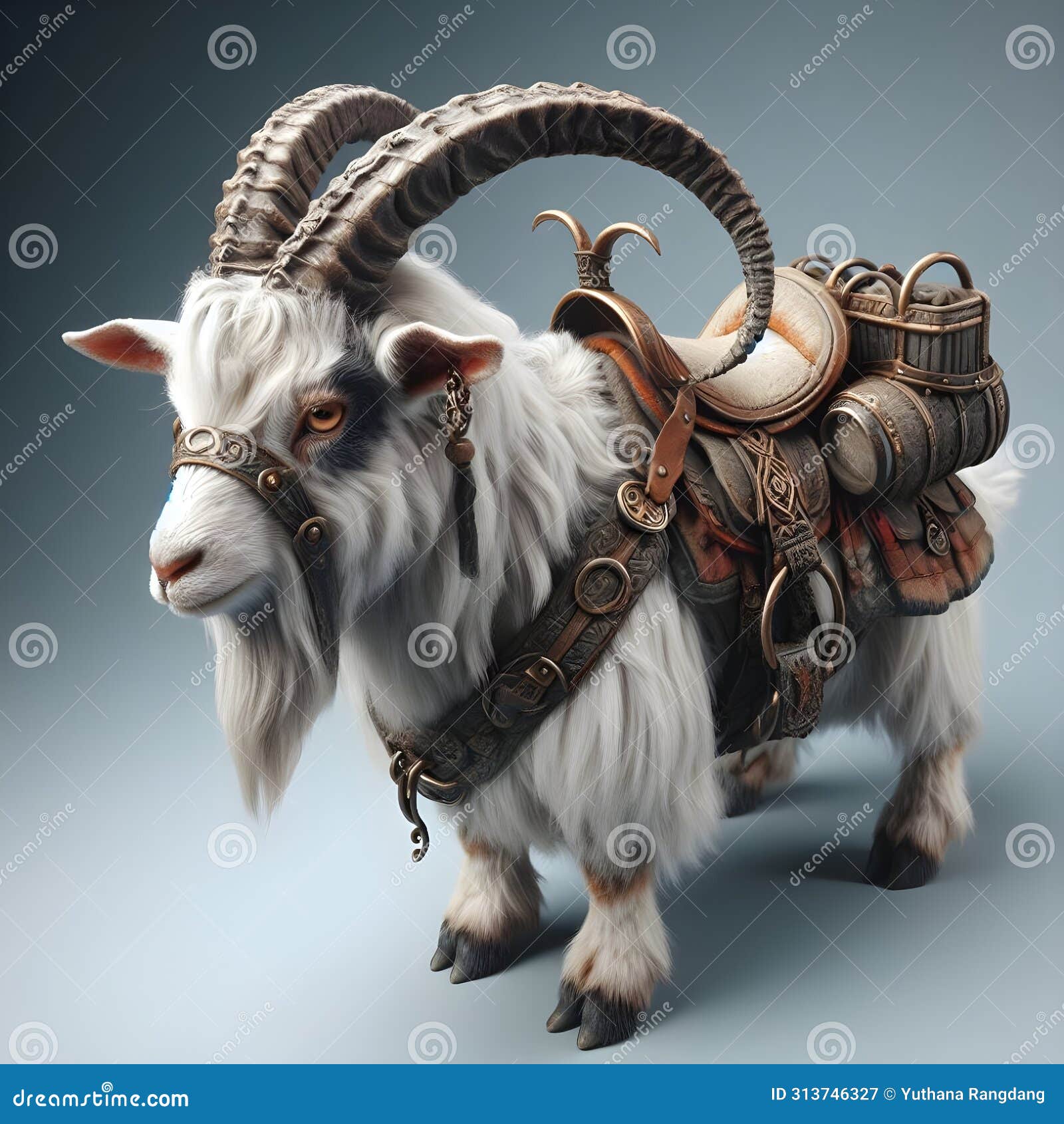 A Goat that Serves As a Mount for a Dwarf Warrior. Stock Image - Image ...