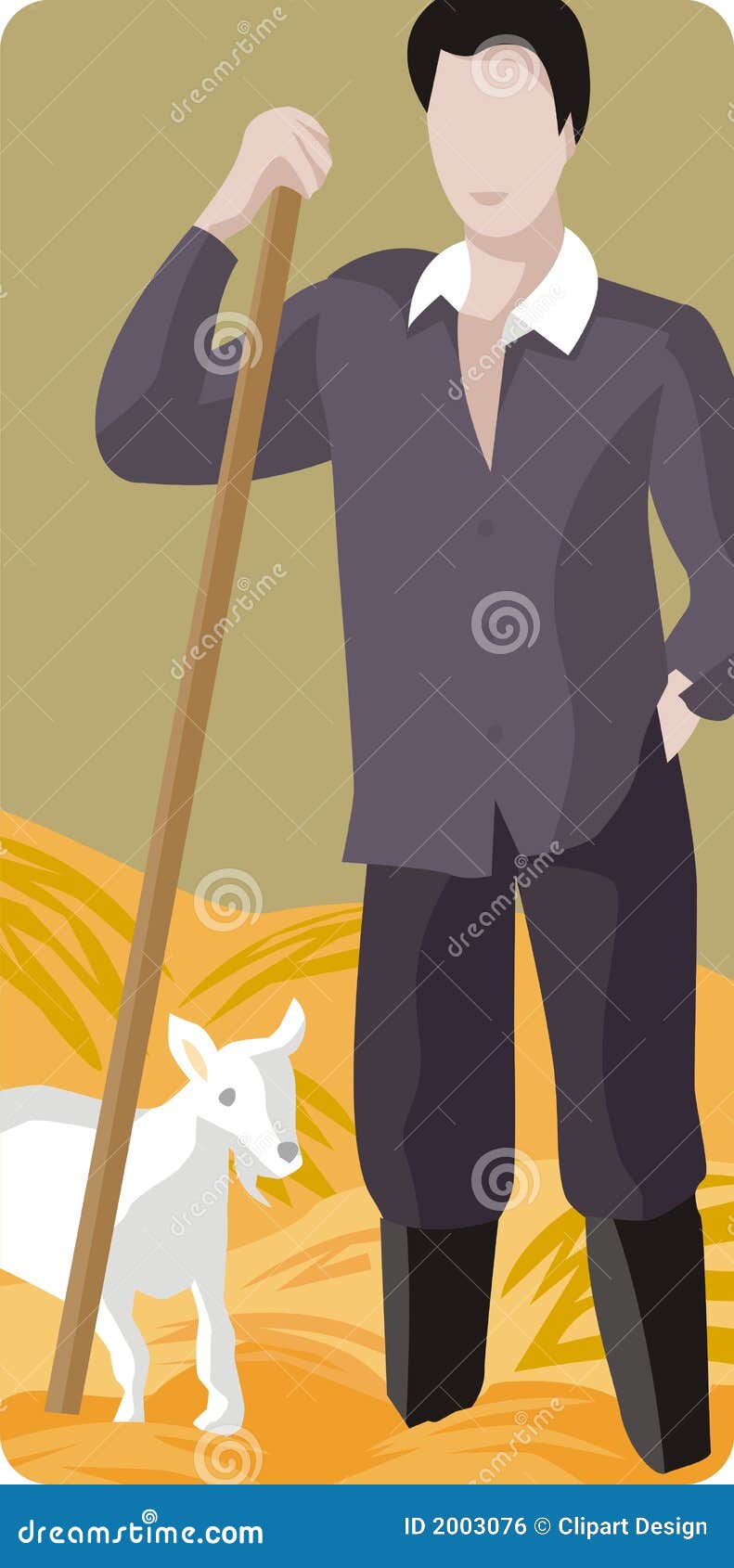 Goat Shepherd Illustration stock vector. Illustration of farm - 2003076