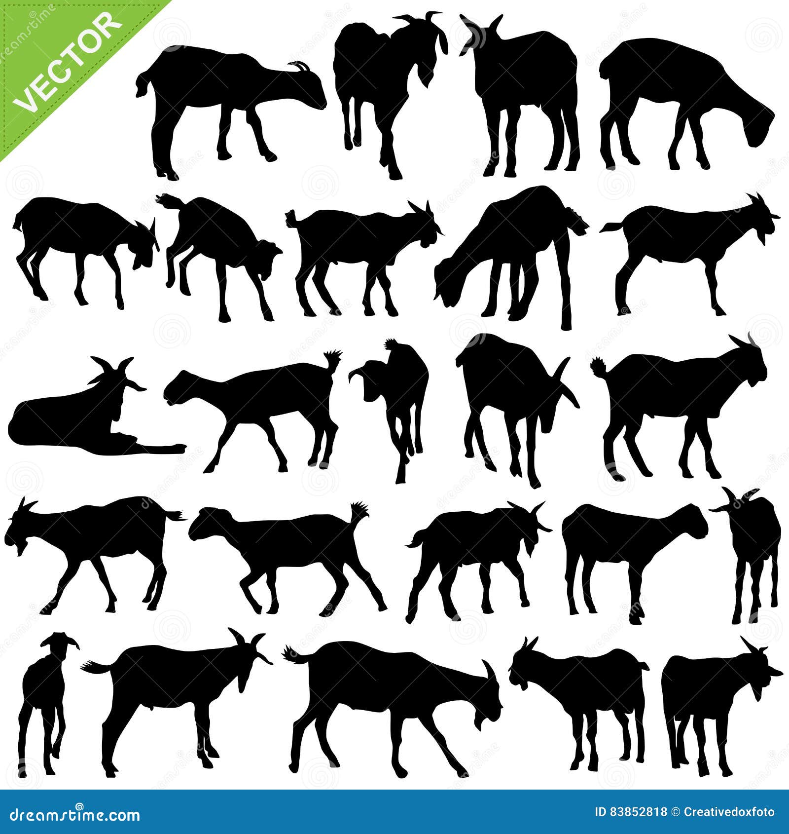 Goat silhouettes vector stock vector. Illustration of eps10 - 83852818