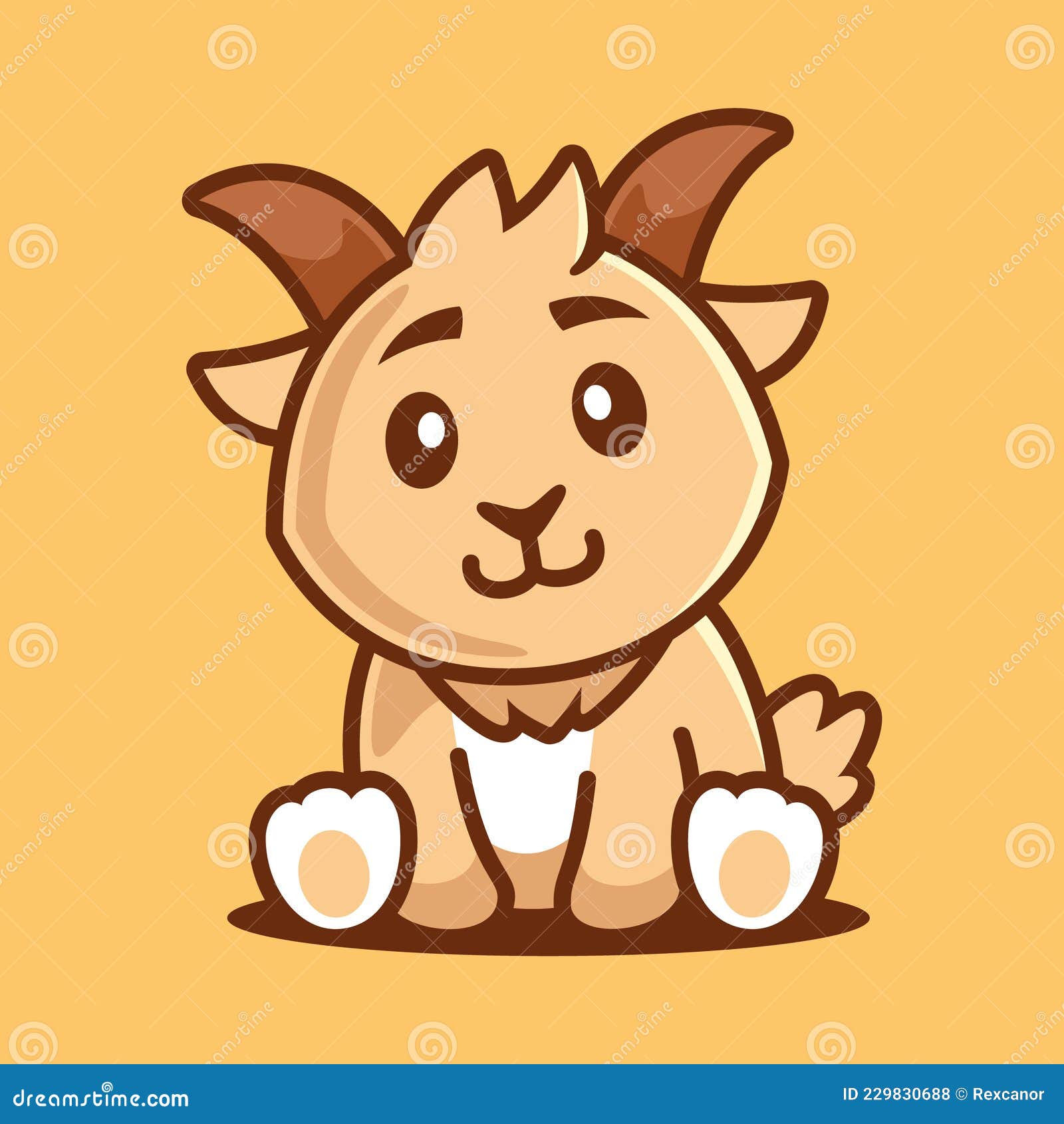 Goat Sit Cartoon Character Illustration Stock Vector - Illustration of ...