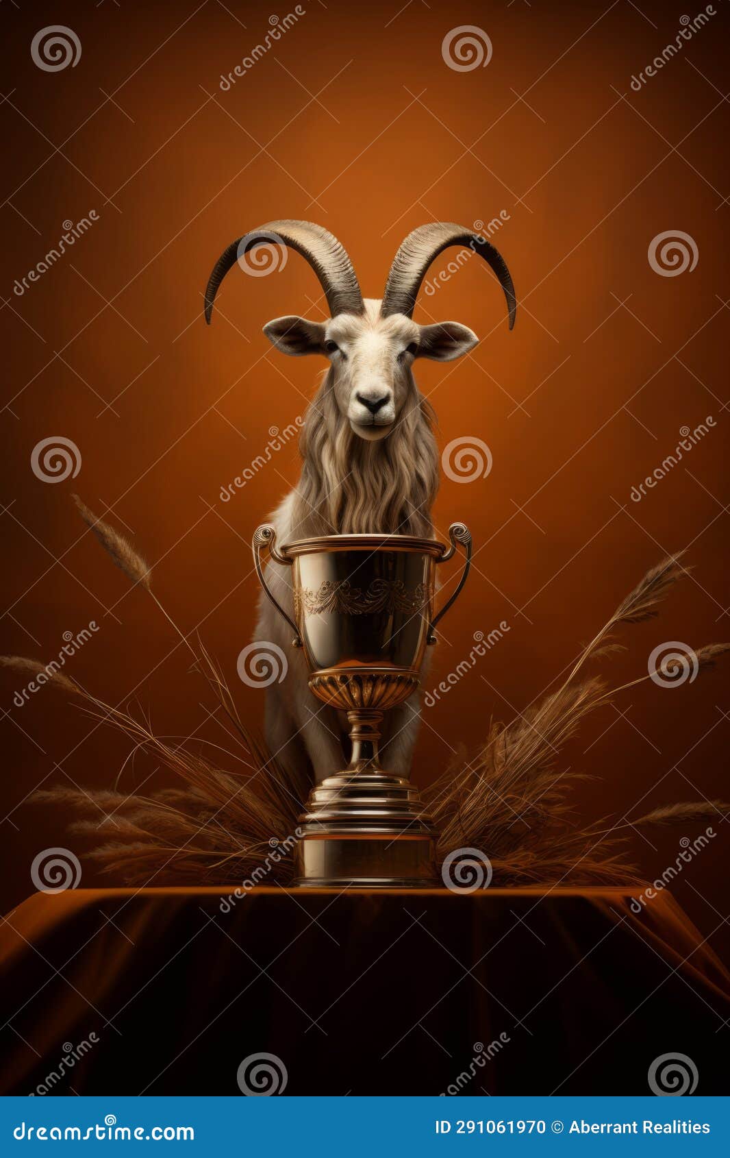 A Goat is Sitting on Top of a Trophy Stock Illustration - Illustration ...