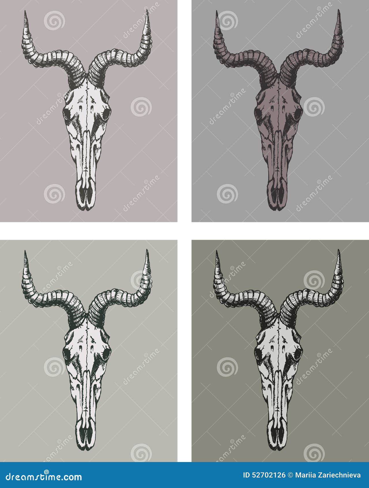 Goat Skull on Background Vector Set Stock Illustration - Illustration ...
