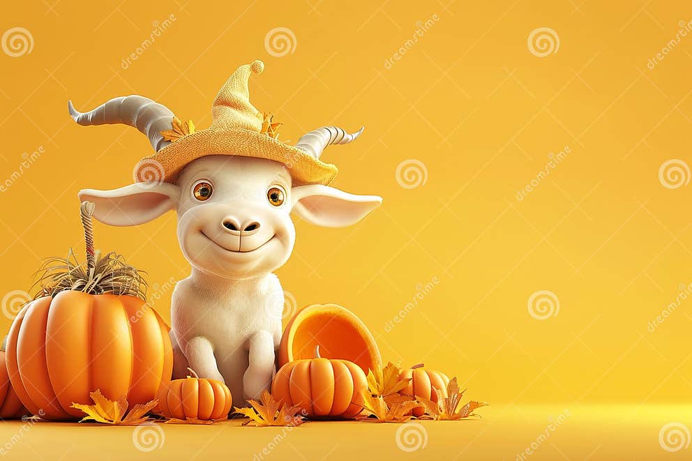 Goat is Standing in Front of a Pumpkin and a Pumpkin is in Front of a ...