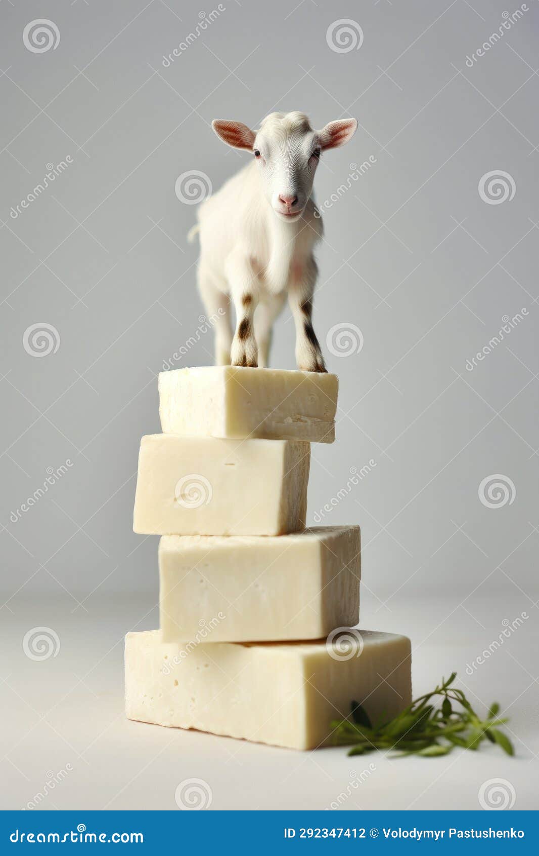 Goat Standing on Top of Pile of Cheese Blocks. Generative AI Stock ...