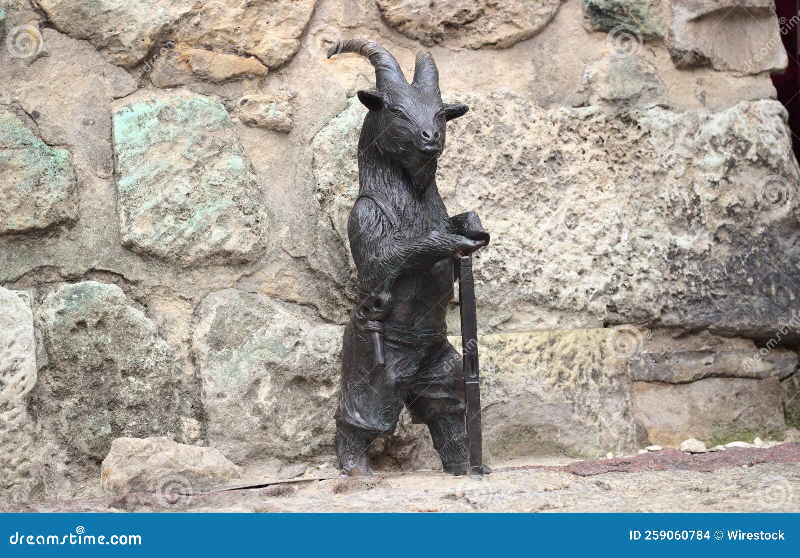 Goat Statue in Front of a Wall in Lublin, Poland. Editorial Stock Image ...
