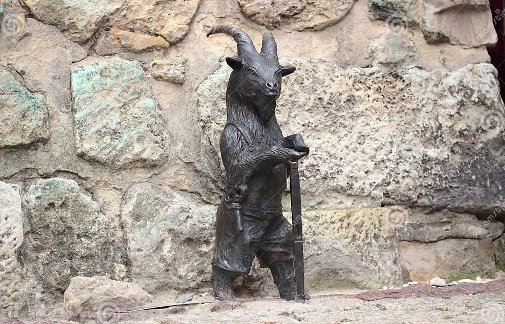 Goat Statue in Front of a Wall in Lublin, Poland. Editorial Stock Image ...