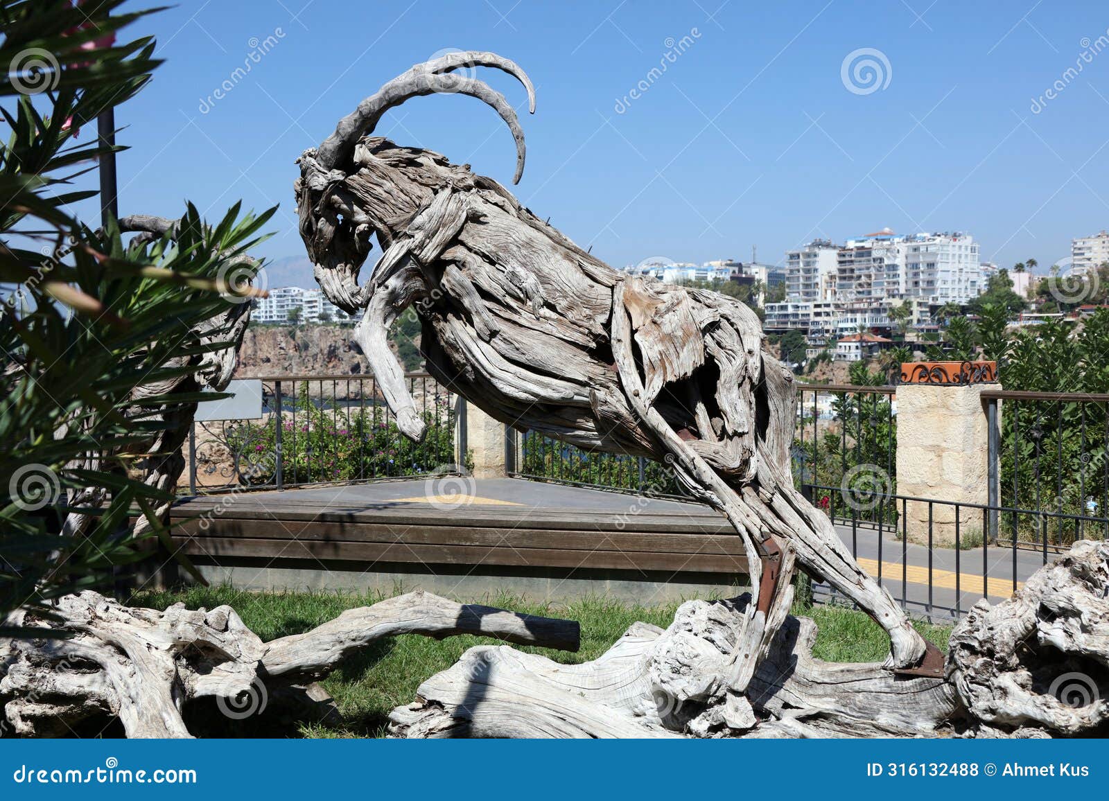 A Goat Statue Made of Dried Tree Trunks and Branches. Stock Photo ...