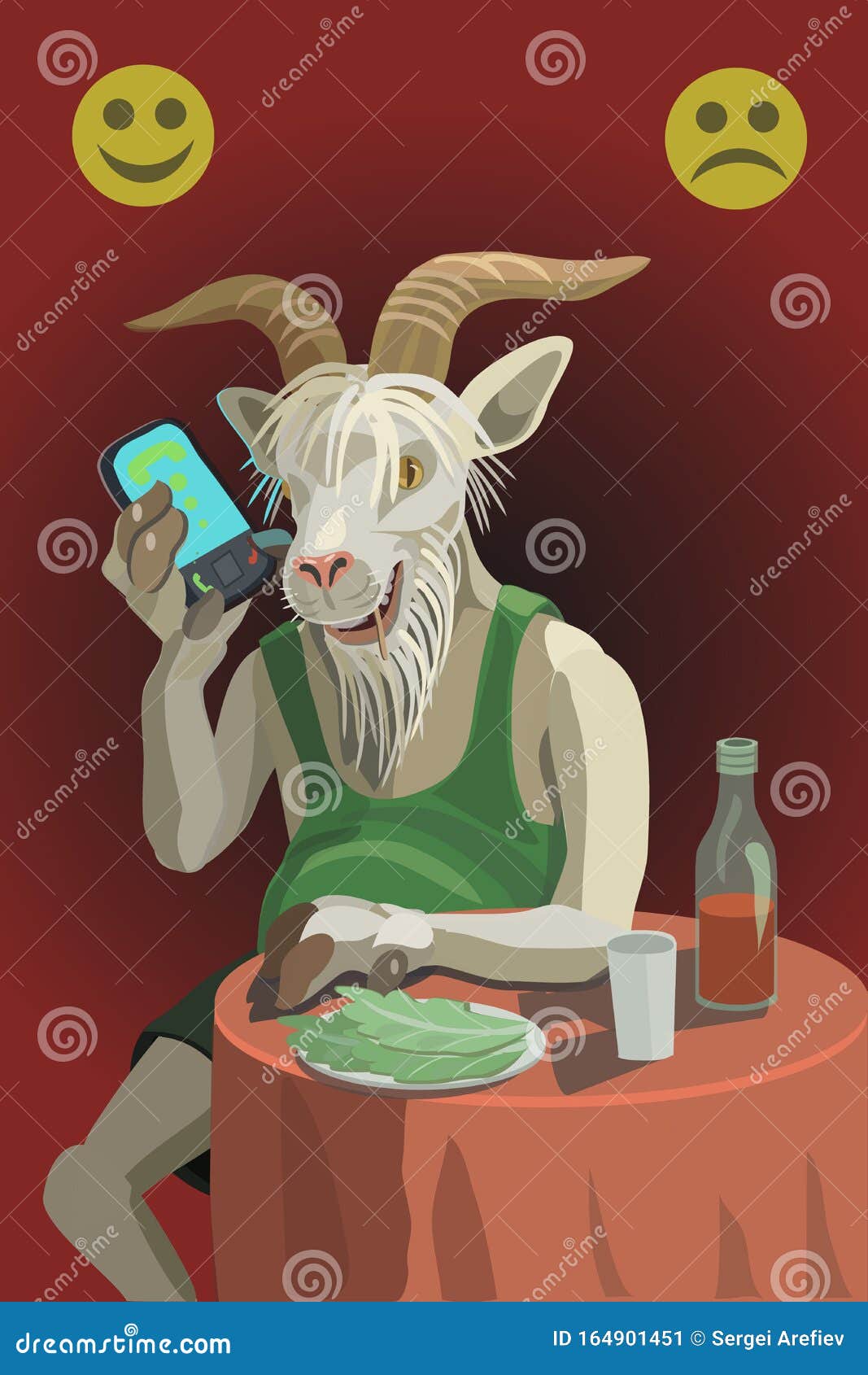 Goat Talking on a Mobile Phone Stock Vector - Illustration of drunk ...