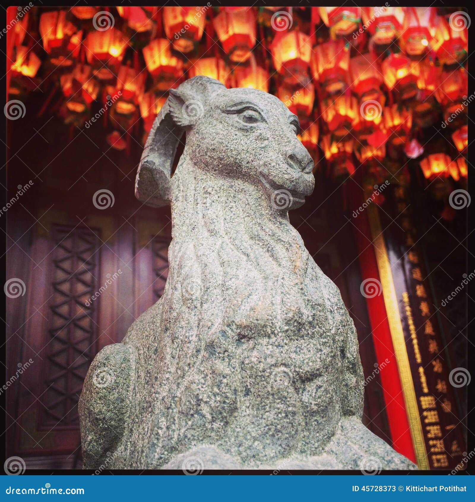 Goat in temple stock image. Image of wong, temple, goat - 45728373