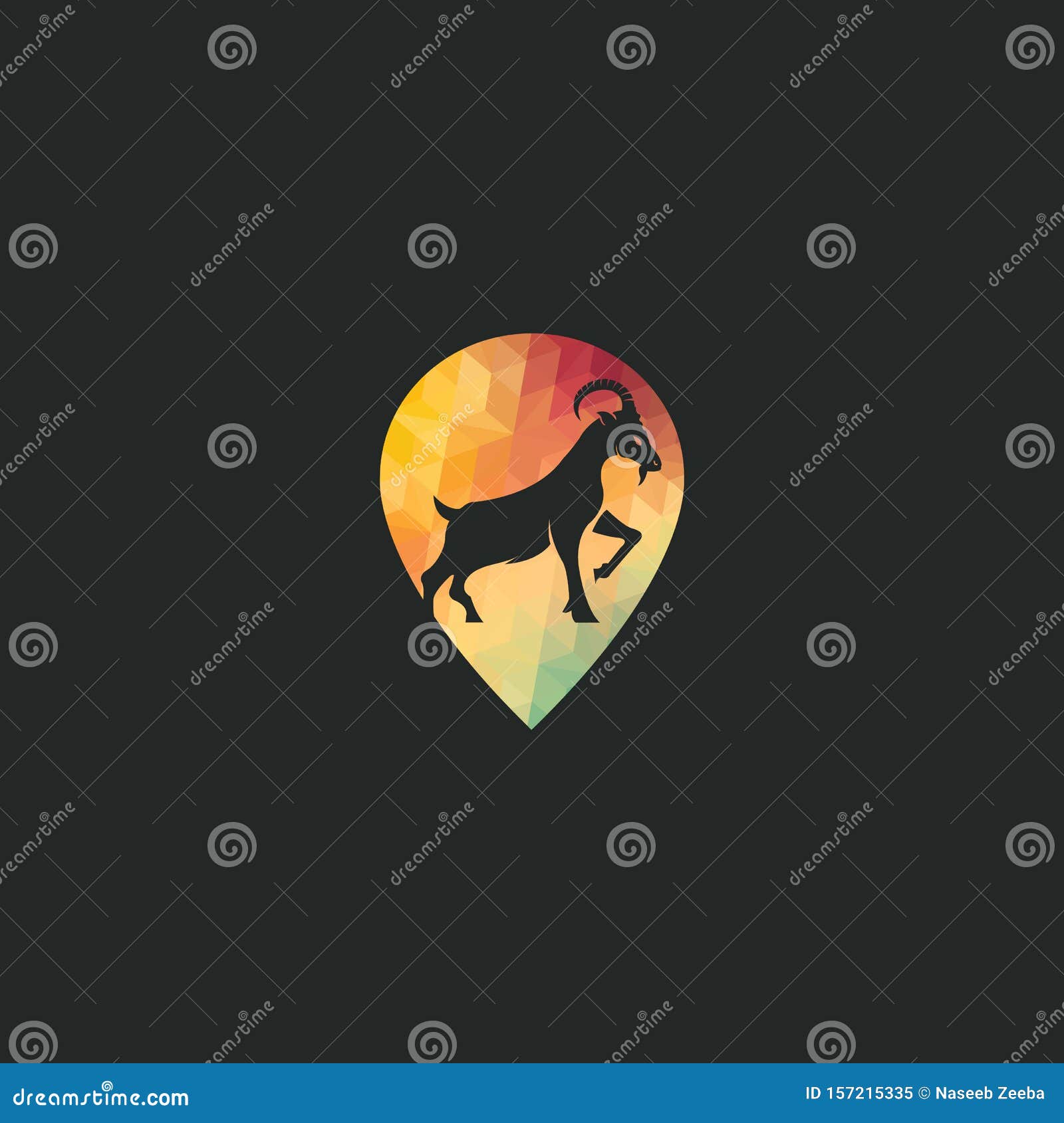 Goat Vector Logo with Gps Pointer Design. Stock Vector - Illustration ...