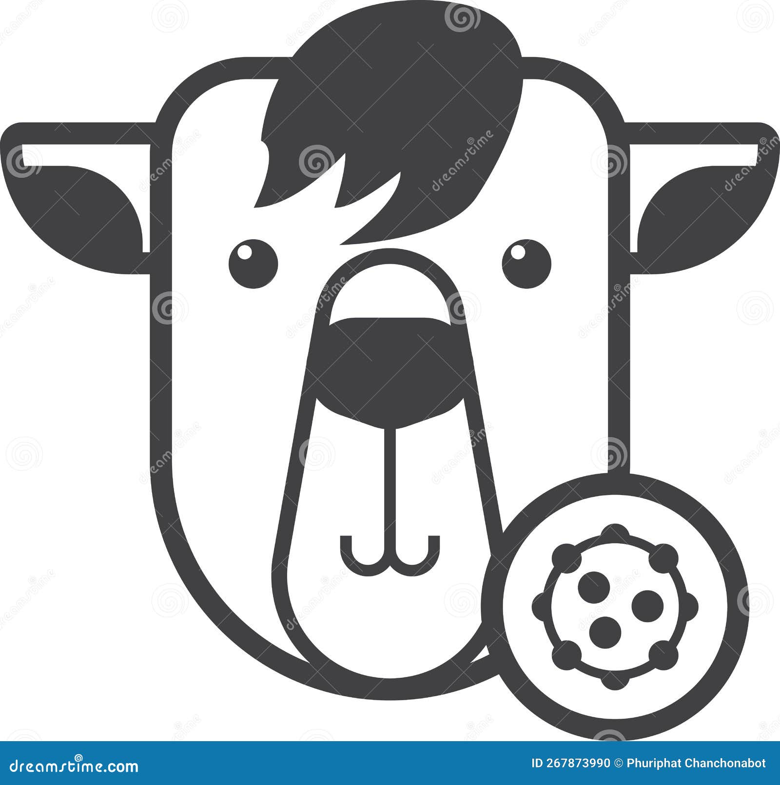 Sick Goat And Dog Animal With Bandage On Leg And Collar On Neck Vector ...