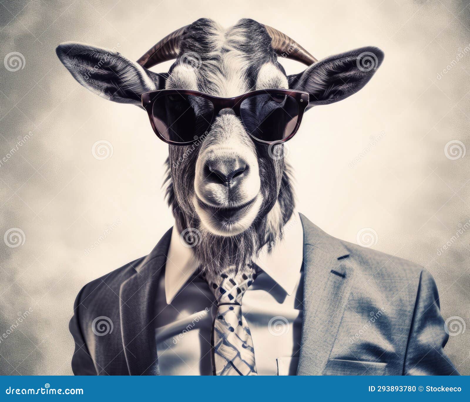 Cool Goat in Glasses and Suit: a Unique Stock Photo with Solarization ...