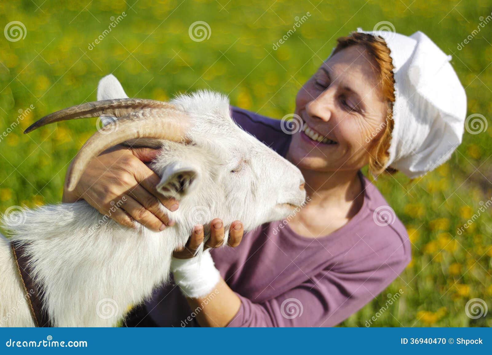 Goat and woman stock photo. Image of pastoral, meadow - 36940470