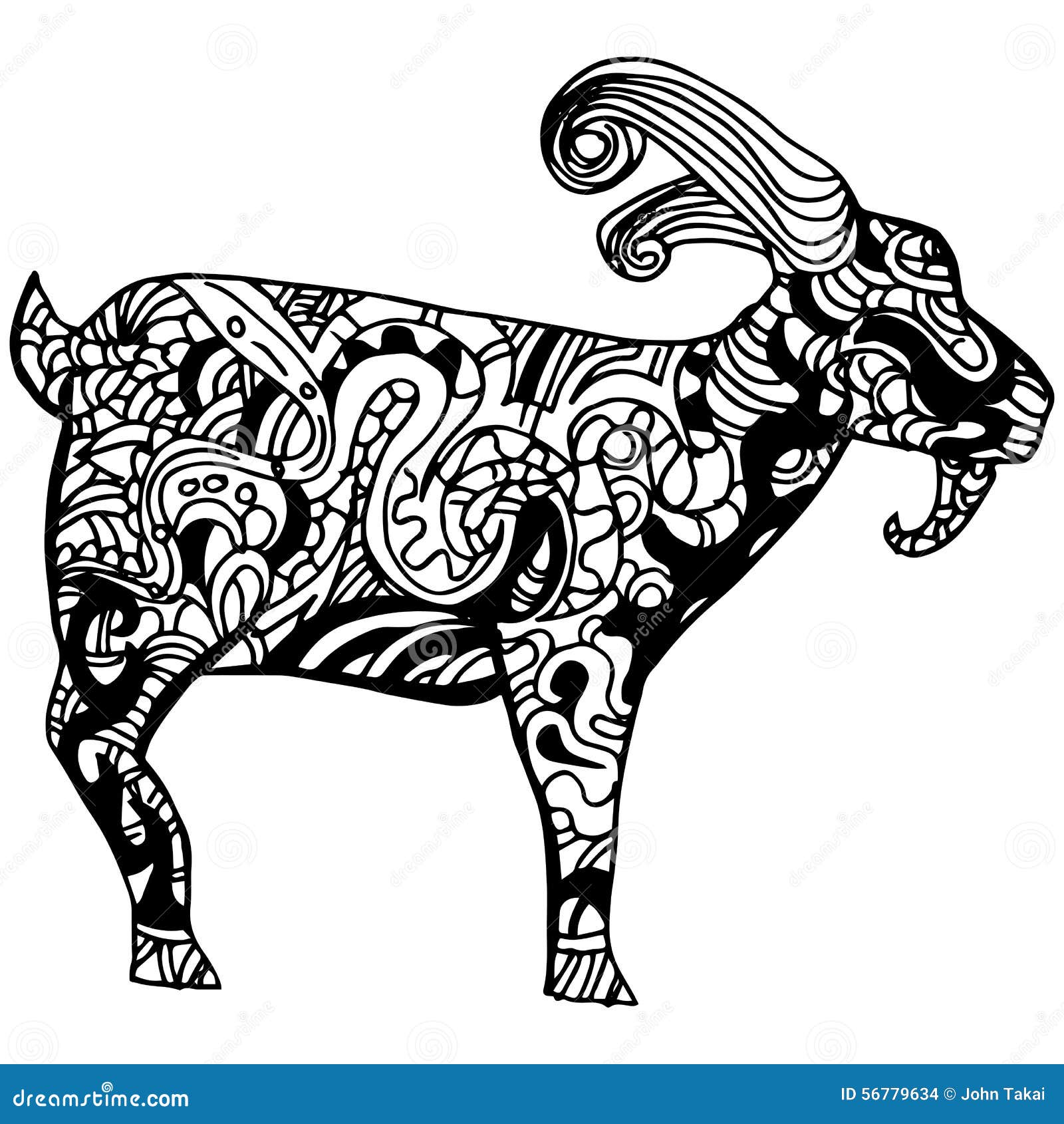 Zentangle Goat Head With Mandala. Hand Drawn Decorative Vector ...