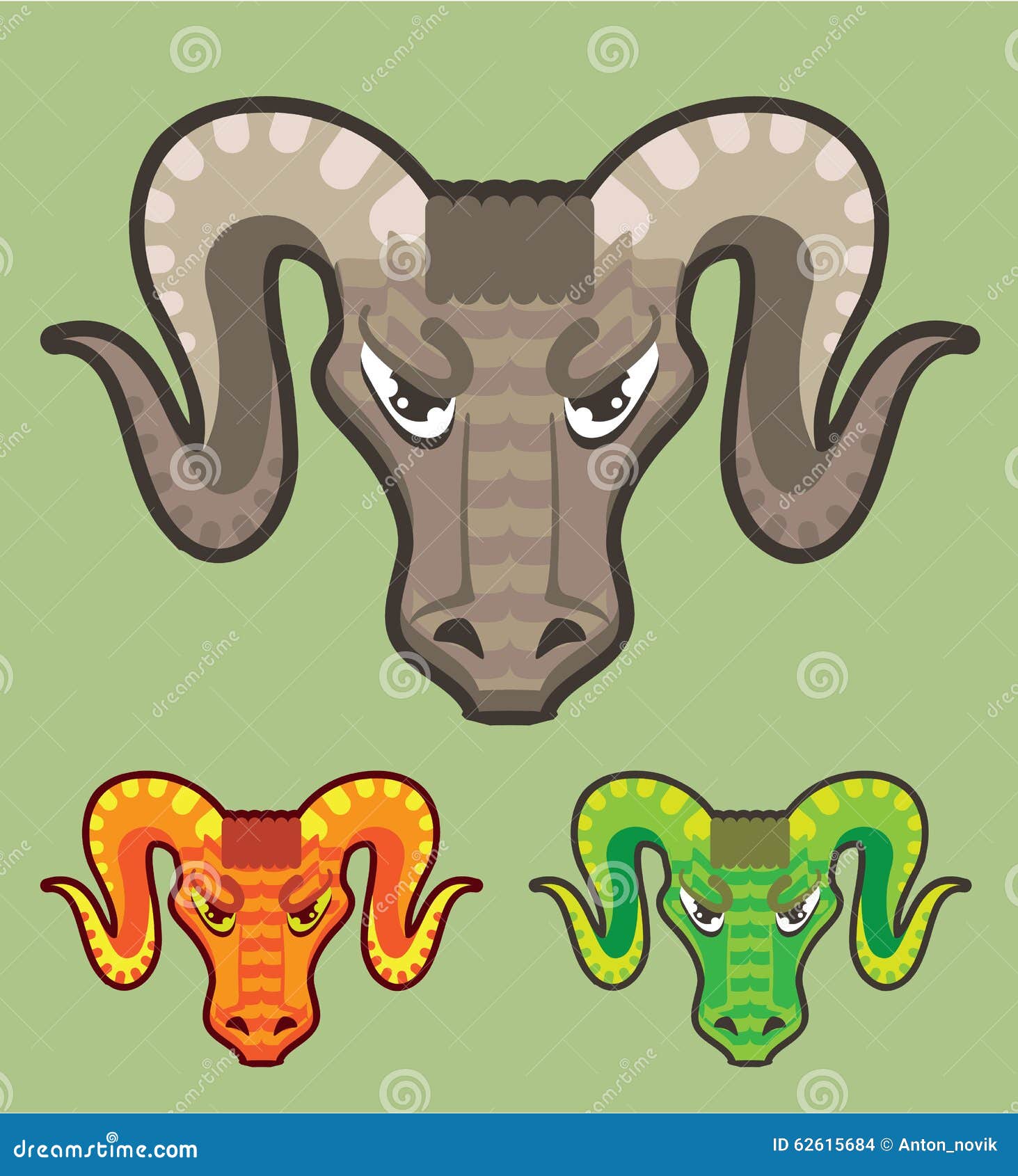 Goats Head On Watercolour Round Stains Vector Illustration ...