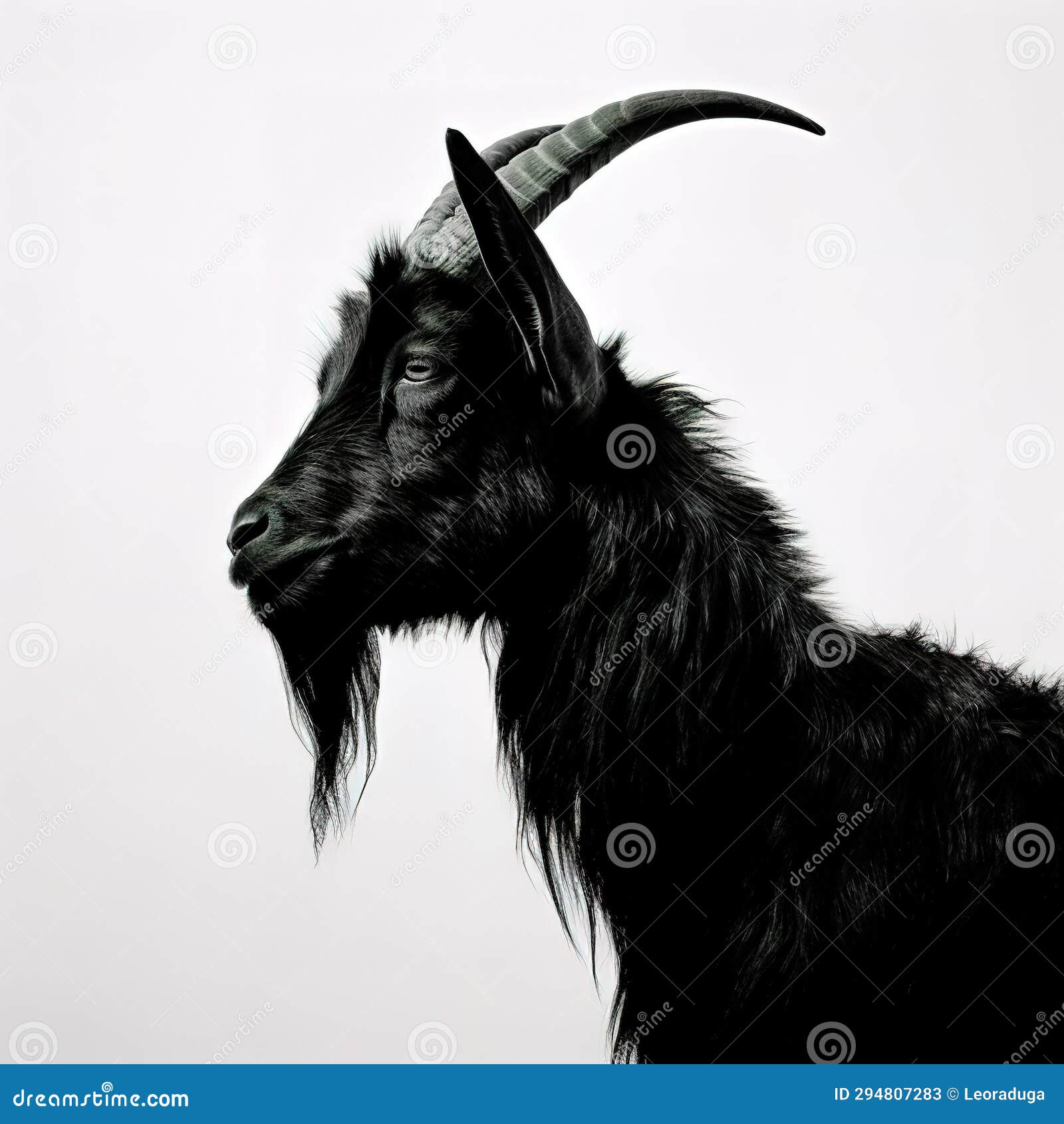 A Goats Head Silhouette Against White Background Stock Illustration ...