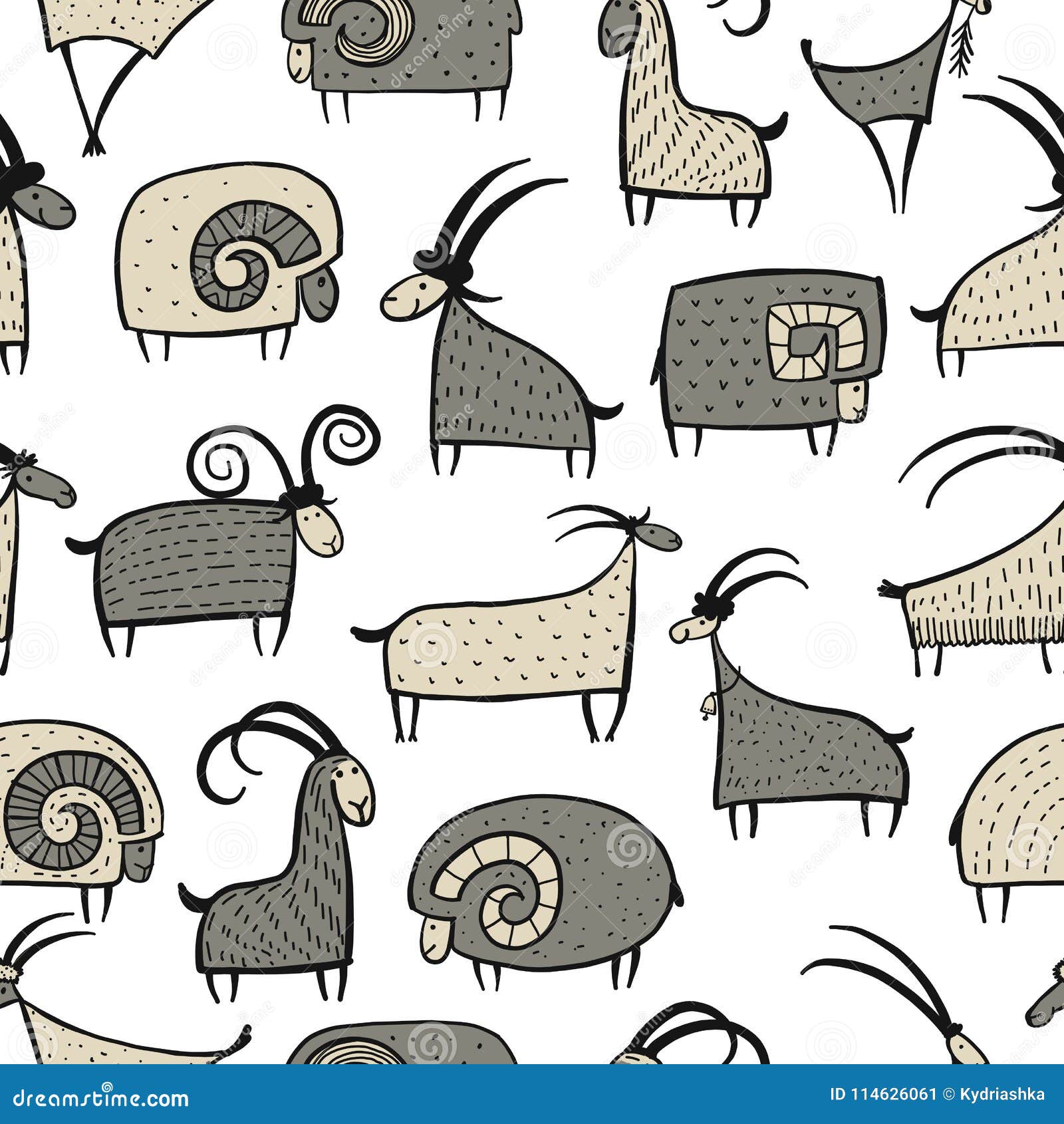 Goats and Rams, Seamless Pattern for Your Design Stock Vector ...
