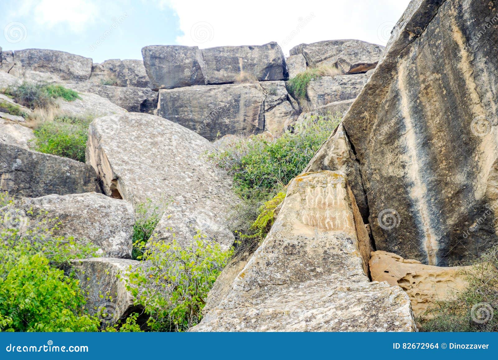 Gobustan Petroglyphs, Azerbaijan Stock Photo - Image of carving ...